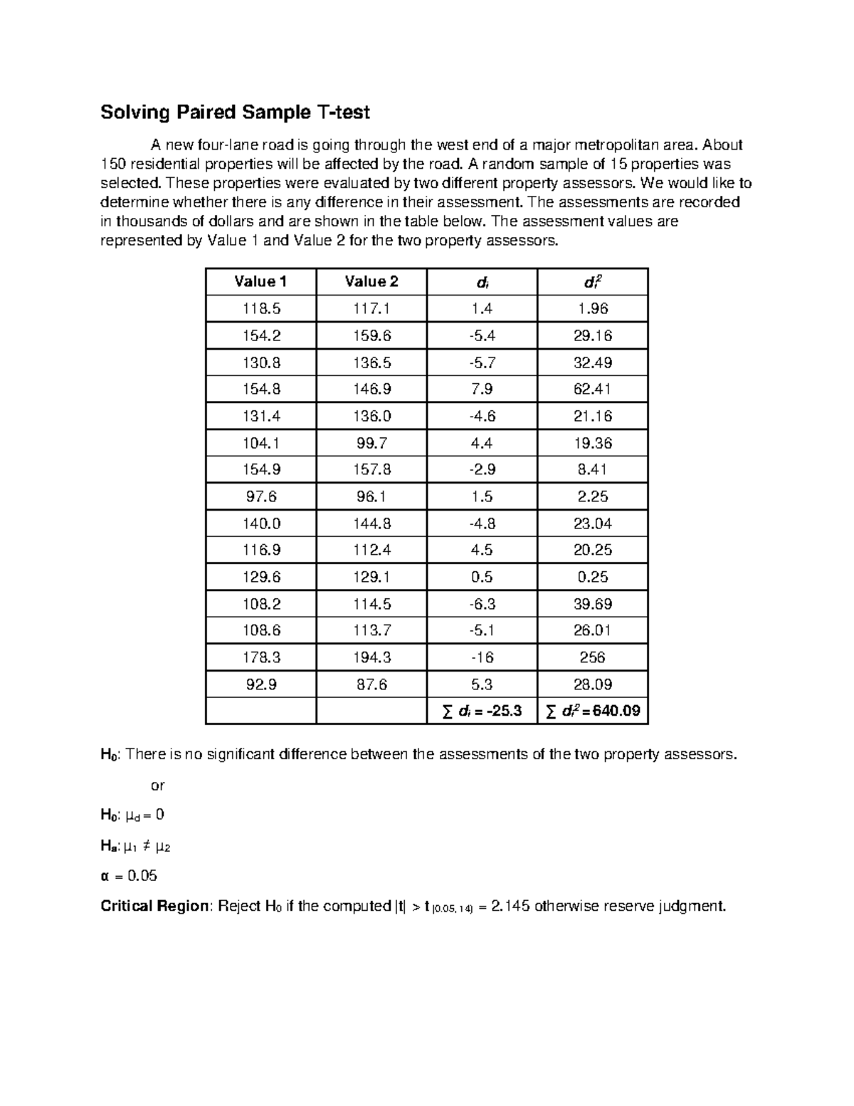 T-test Paired Sample Problem - Solving Paired Sample T-test A new four ...