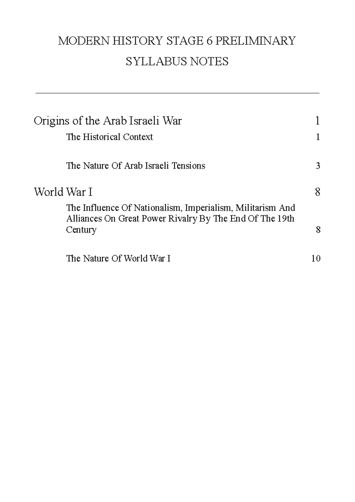 Modern History Stage 6 Preliminary Syllabus Notes - MODERN HISTORY ...