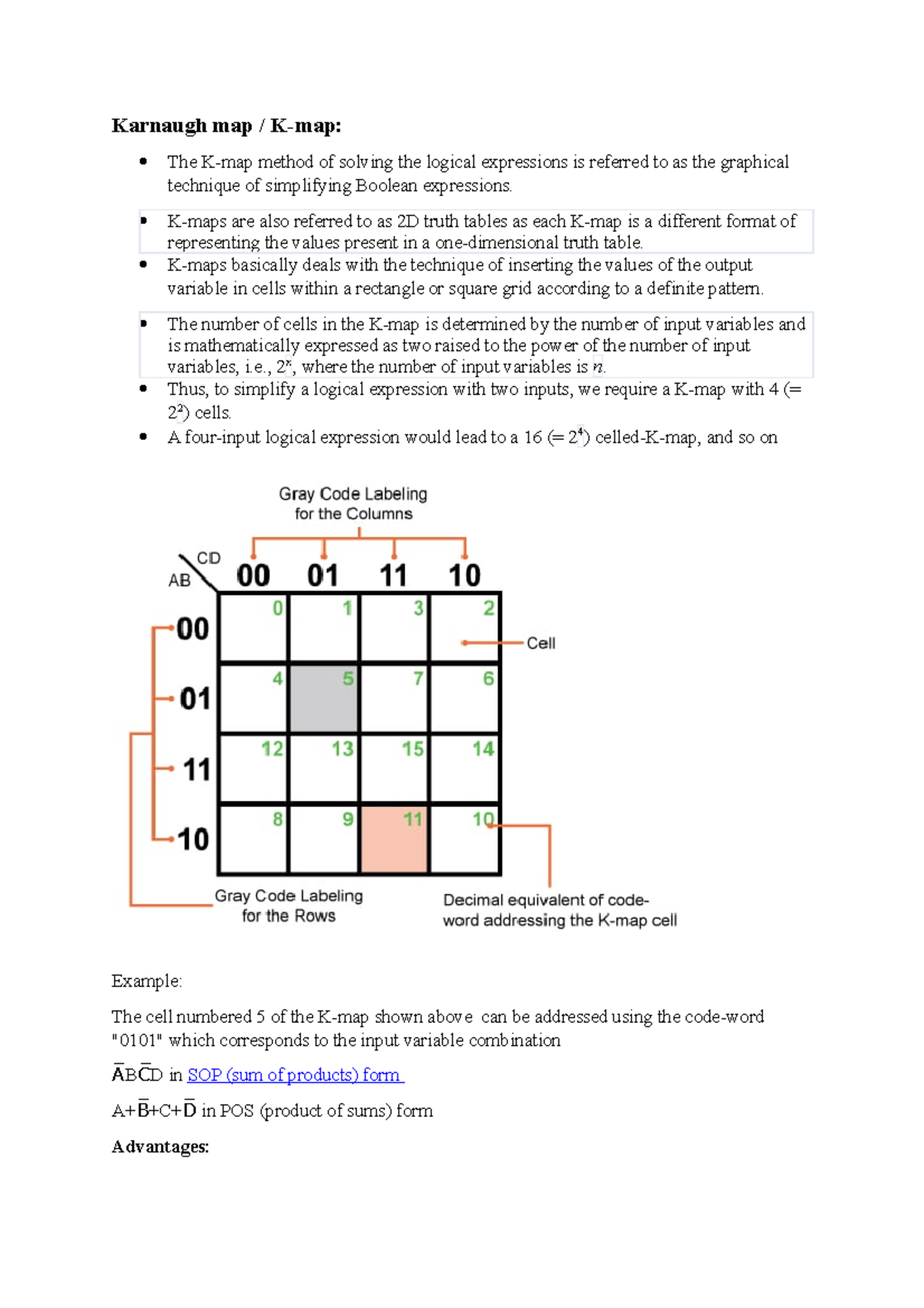 Karnaugh map - ntg - Karnaugh map / K-map: The K-map method of solving the logical expressions ...