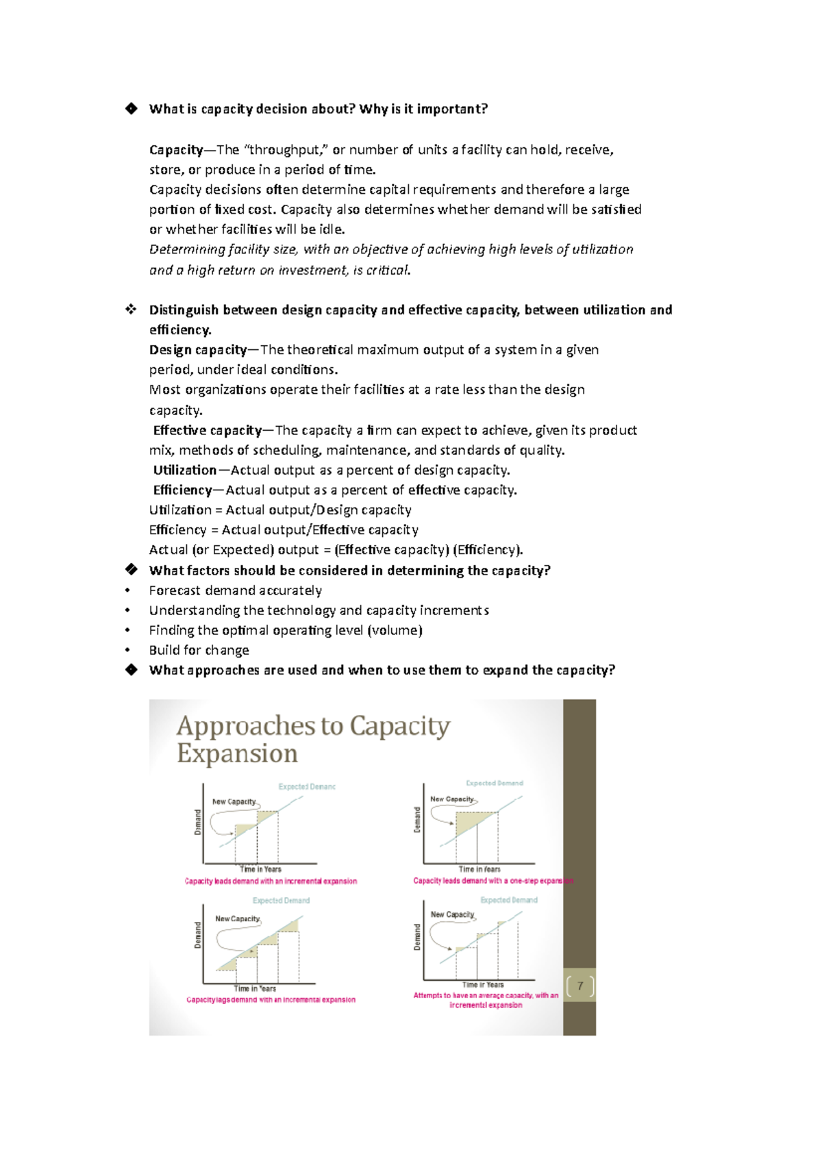 capacity planning - What is capacity decision about? Why is it ...