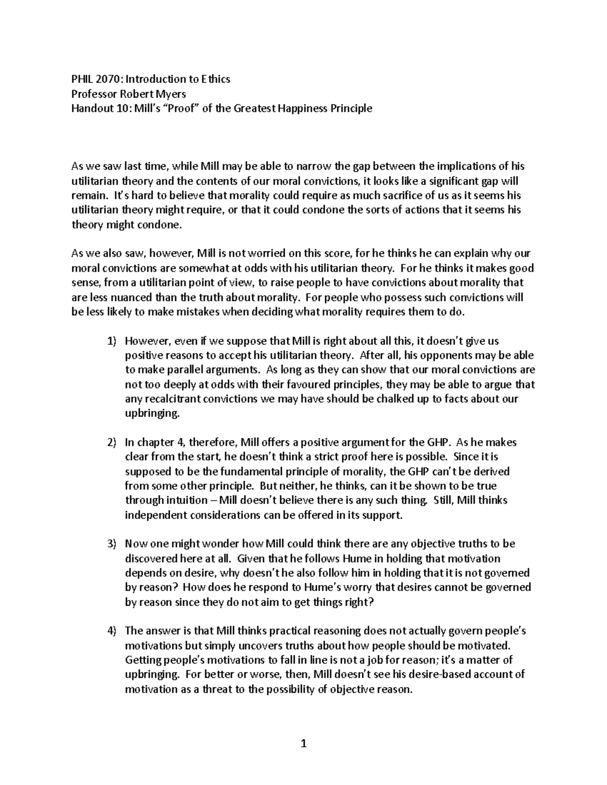 Handout 10 - Lecture notes 10 - PHIL 2070: Introduction to Ethics ...