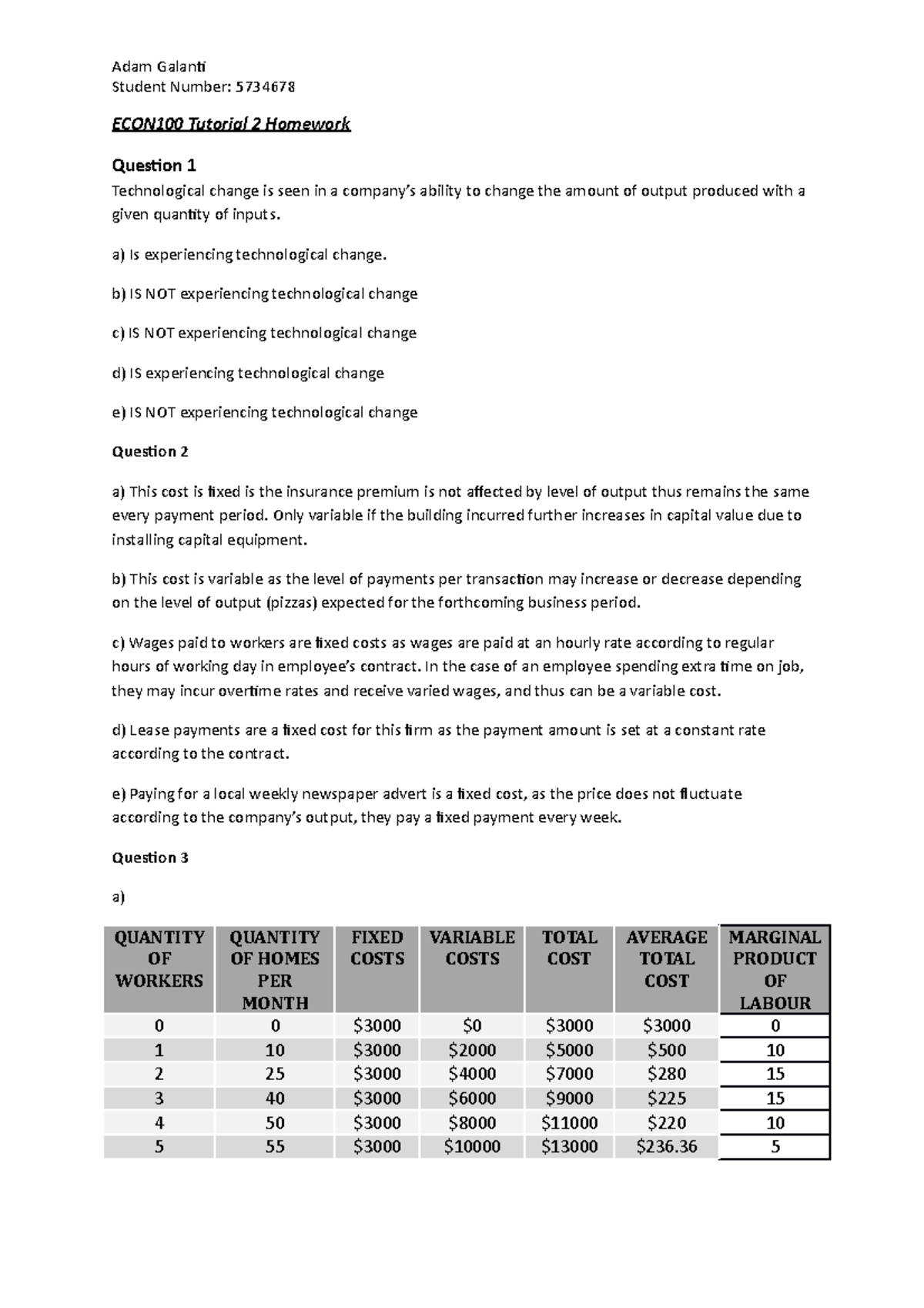 ECON100 Tutorial 2 Homework - Adam Galanti Student Number: 5734678 ECON100 Tutorial 2 Homework ...