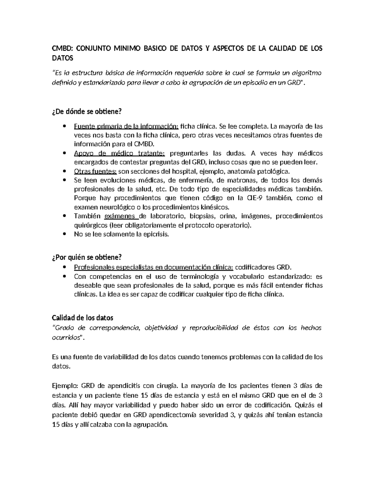 CMBD - GRD - CMBD: CONJUNTO MINIMO BASICO DE DATOS Y ASPECTOS DE LA ...