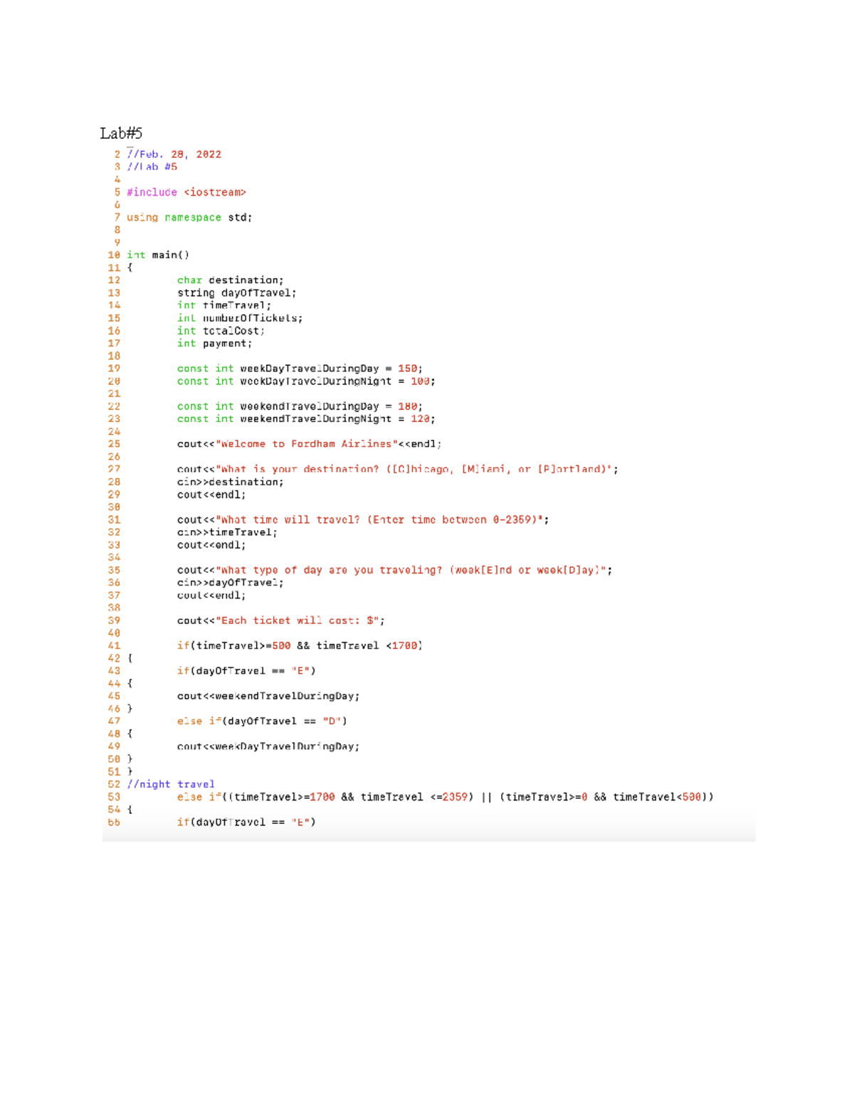 Homework #5 and Lab #5 - CISC 1600 - Lab# - Studocu