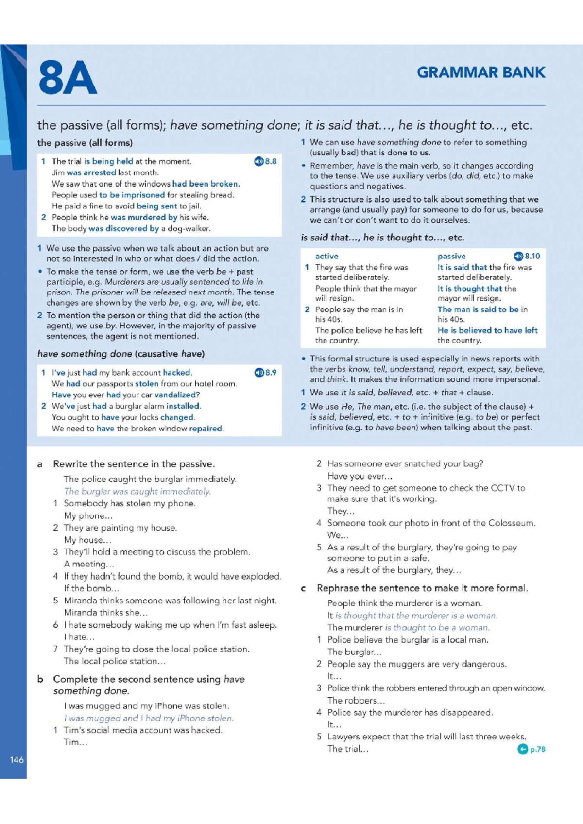 Passive - 8A GRAMMAR BANK the passive (all have something it is said ...