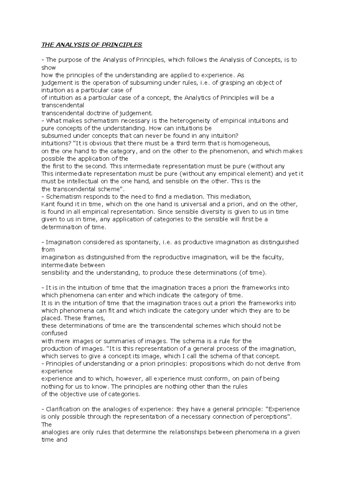 THE Analysis OF Principles - THE ANALYSIS OF PRINCIPLES The purpose of ...