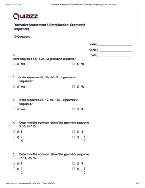 MTA Review 1 [Arithmetic Sequence] - 9/25/21, 8:54 PM Formative Assessment 1 [Arithmetic ...