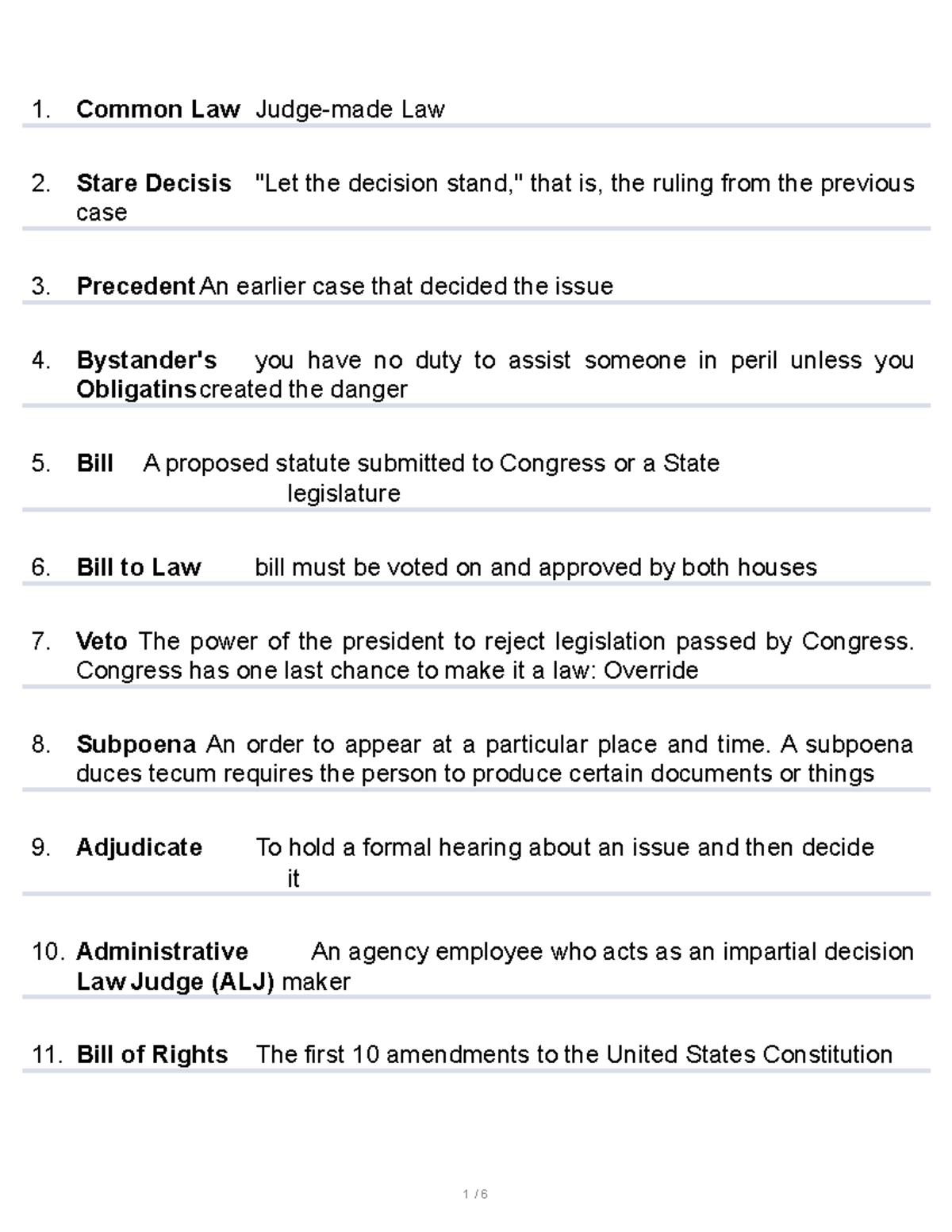 Legal Environment of Business Chapter 4 and 5 - Common Law Judge-made ...