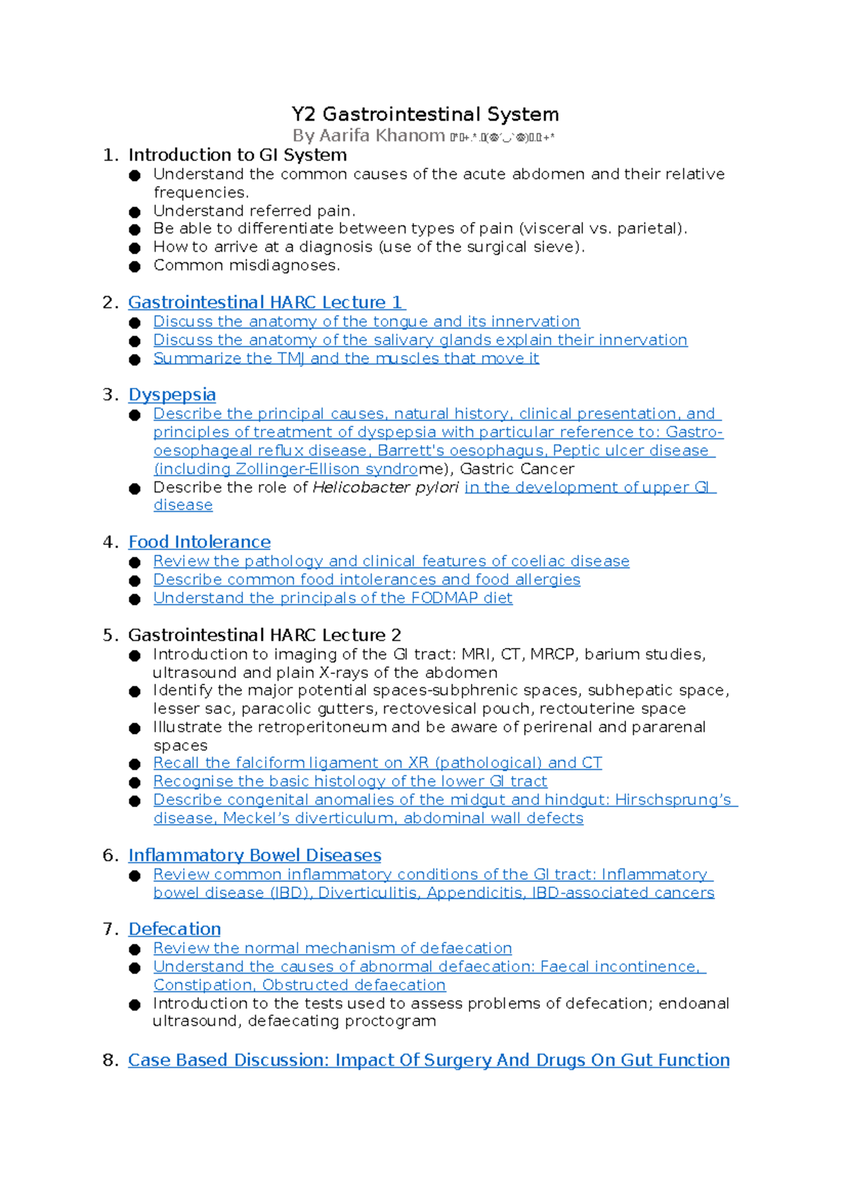 Y2 Gastrointestinal System - .｡( ́ ` )｡.｡:+* 1. Introduction to GI ...
