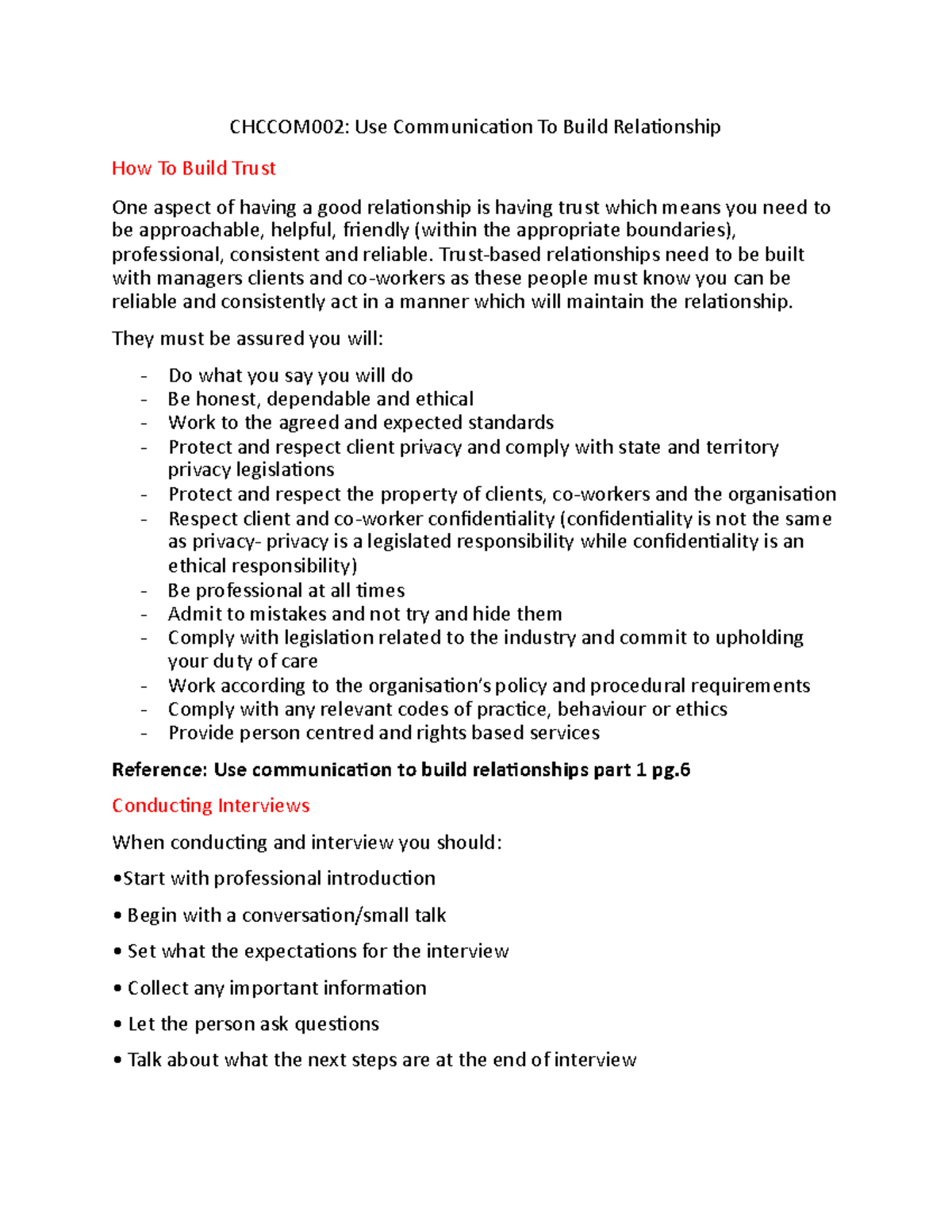Chccom 002- Use communication to build relationships summative 2 - CHCCOM002: Use Communication ...