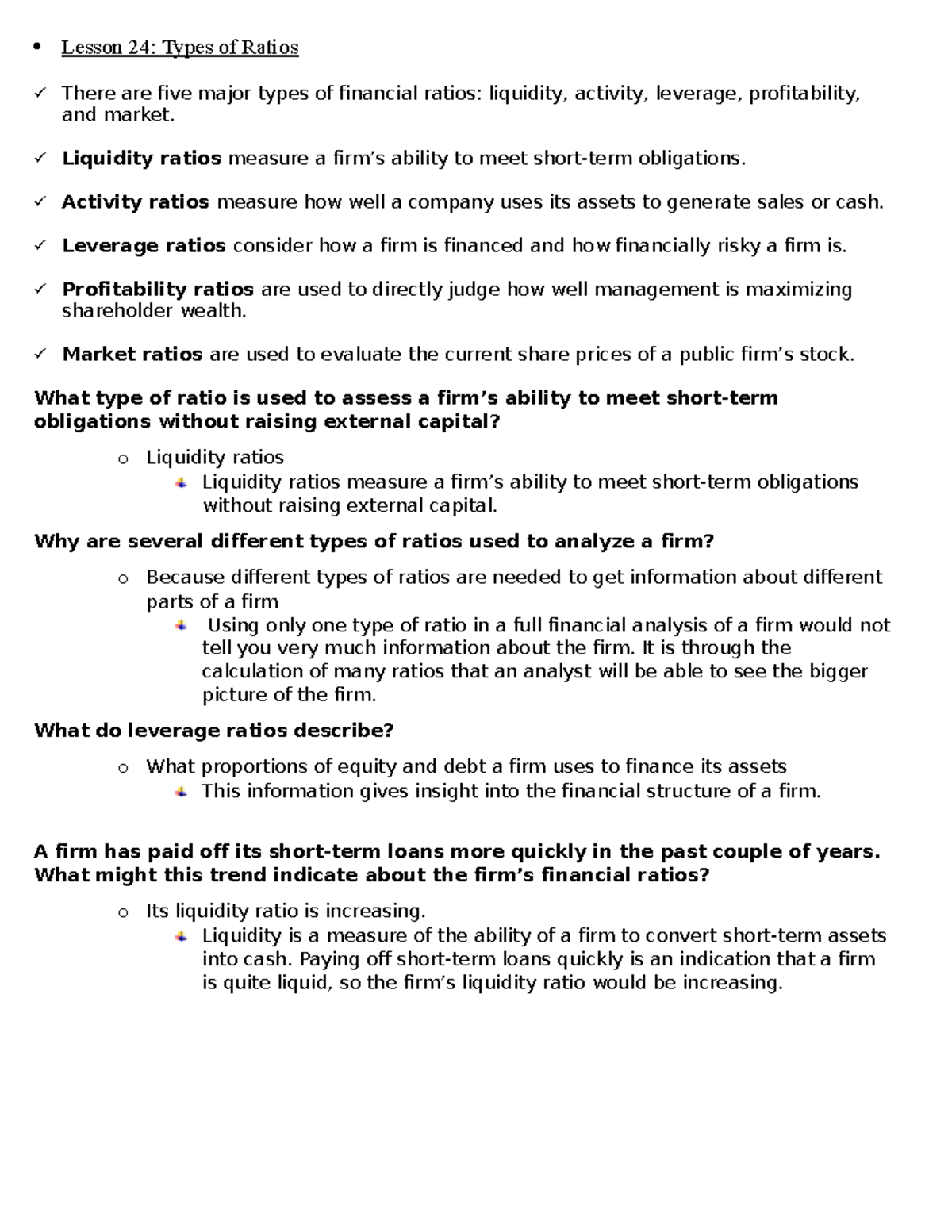 Lesson 24 Types of Ratios - Lesson 24: Types of Ratios There are five ...
