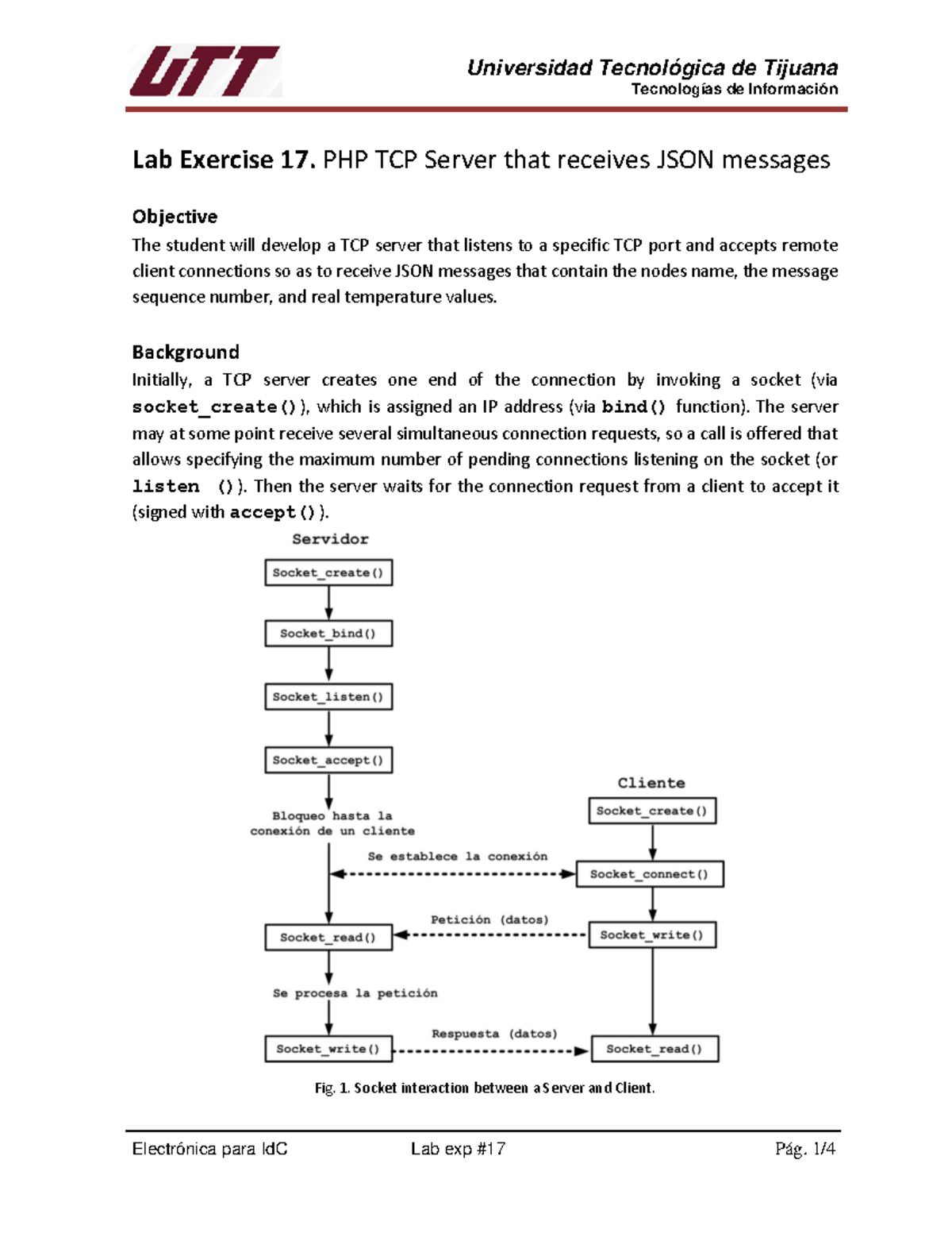 LE17 PHP TCP Server LM35 - Tecnologías de Información Lab Exercise 17. PHP TCP Server that ...