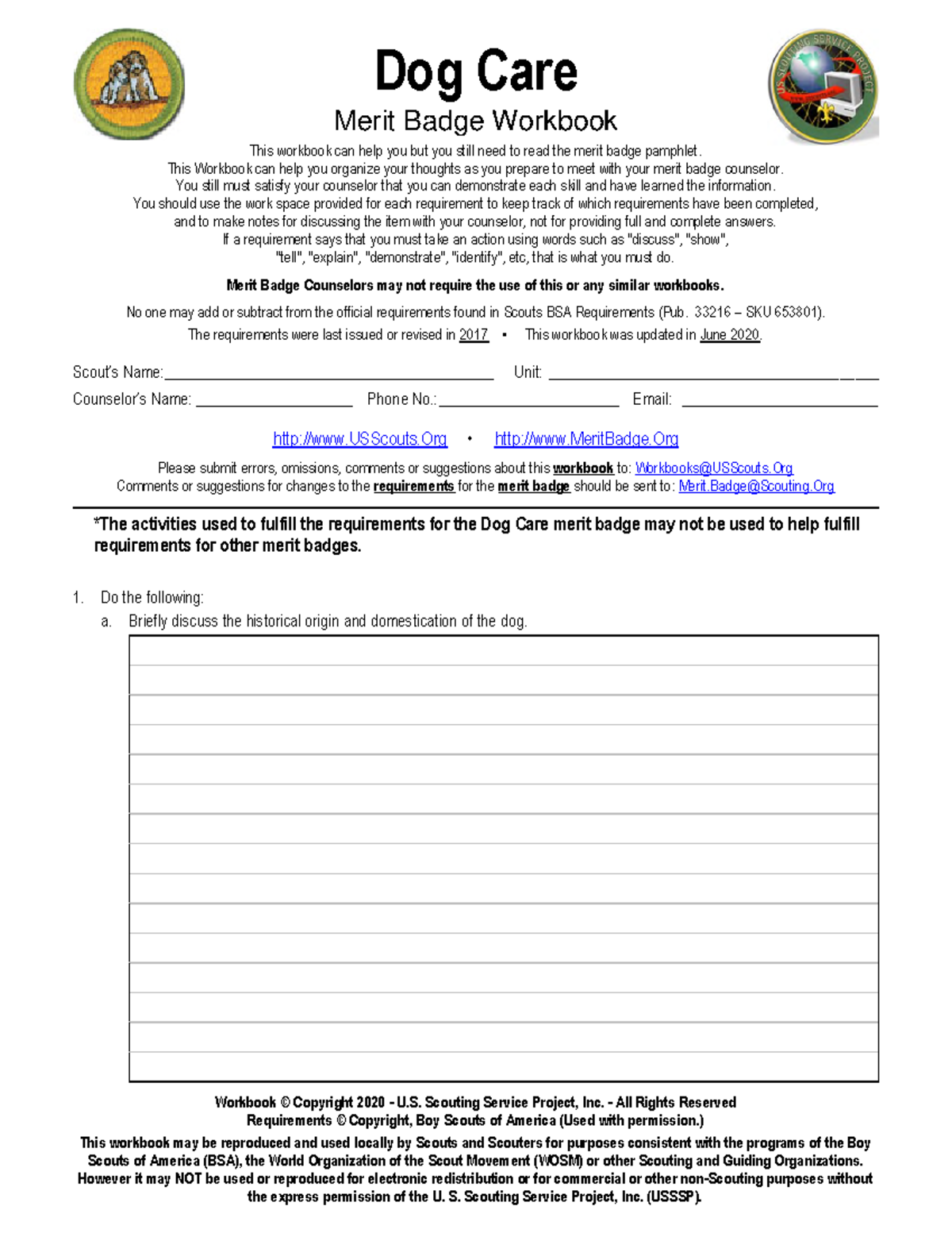 Dog-Care - Dog - Dog Care Merit Badge Workbook This workbook can help ...