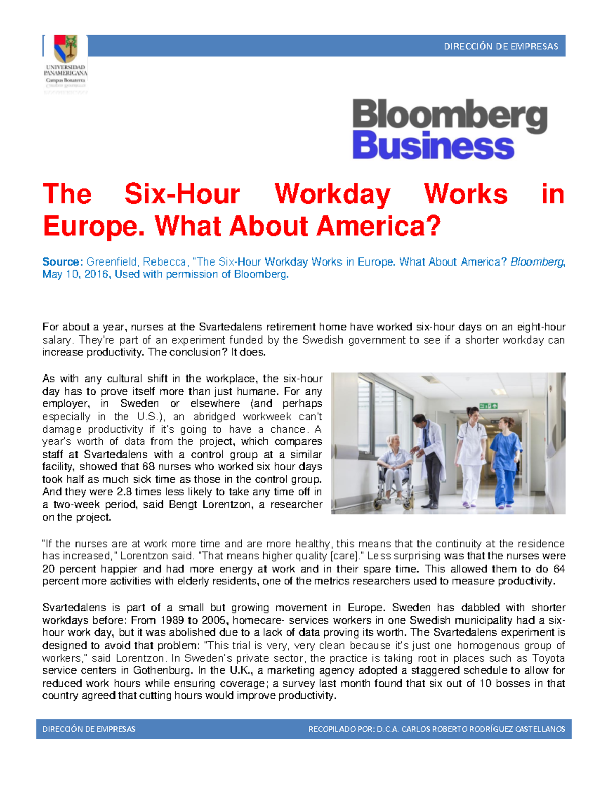 The Six-Hour Workday Works in Europe. What About America - DIRECCIÓN DE ...