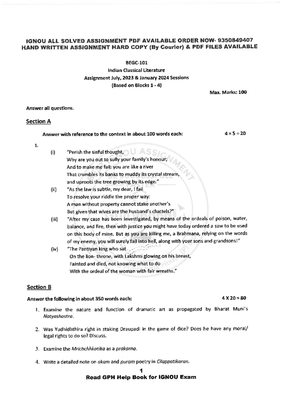 BEGC 101 English July 2023 January 2024 1 - IGNOU ALL SOLVED ASSIGNMENT ...