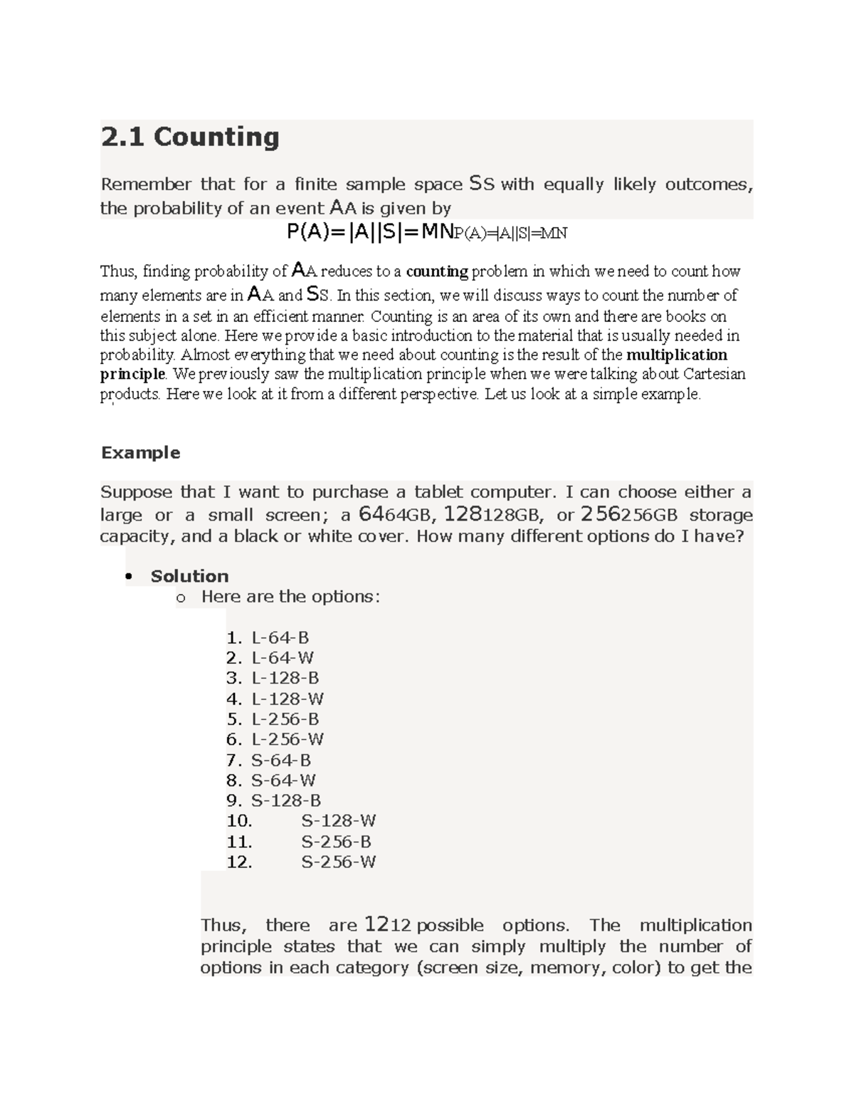 Counting Lecture Notes 13 2 Counting Remember That For A Finite Sample Space Ss With 