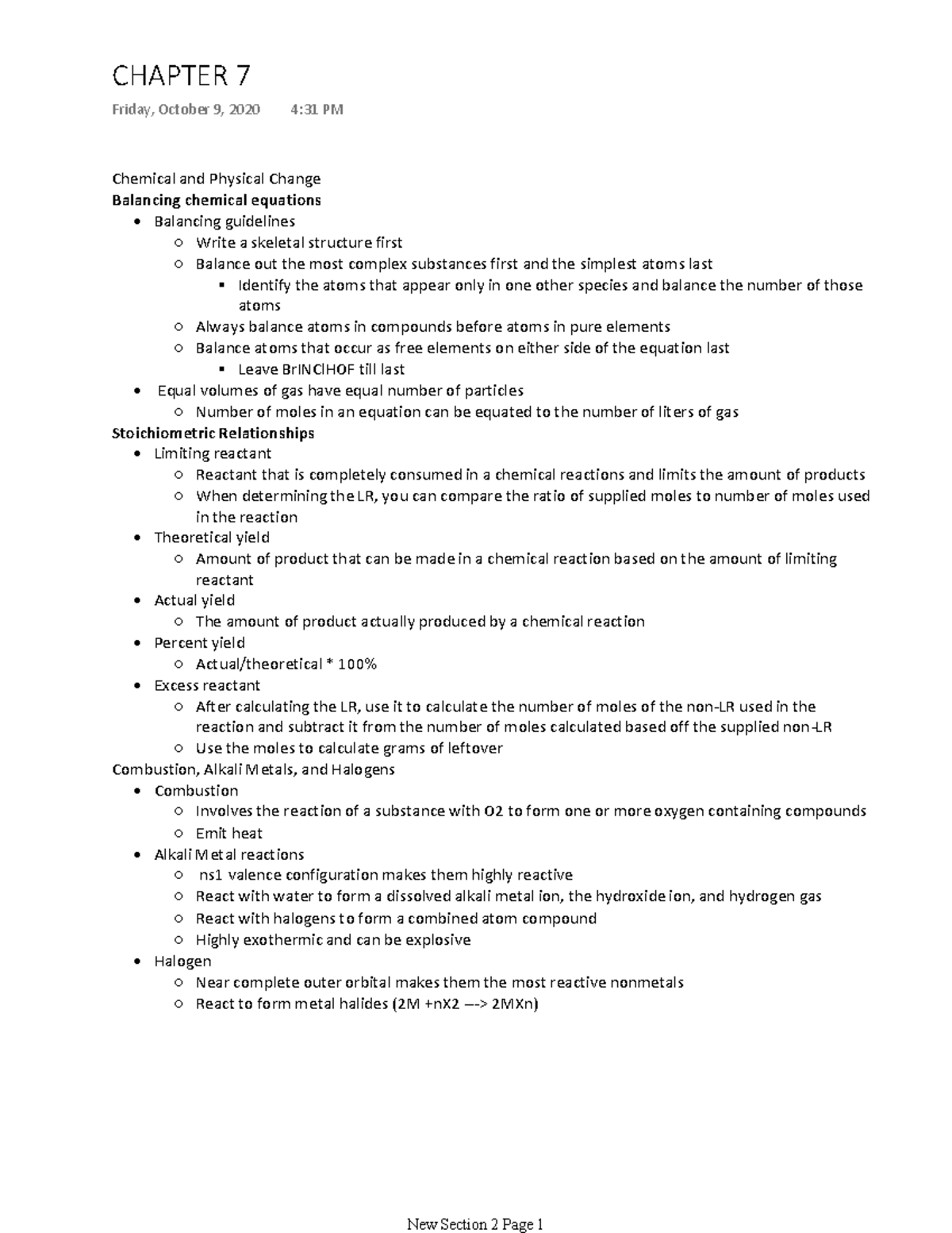 Chapter 7 Unit Notes for chemistry lectures - CHEM1601 - Vandy - Studocu