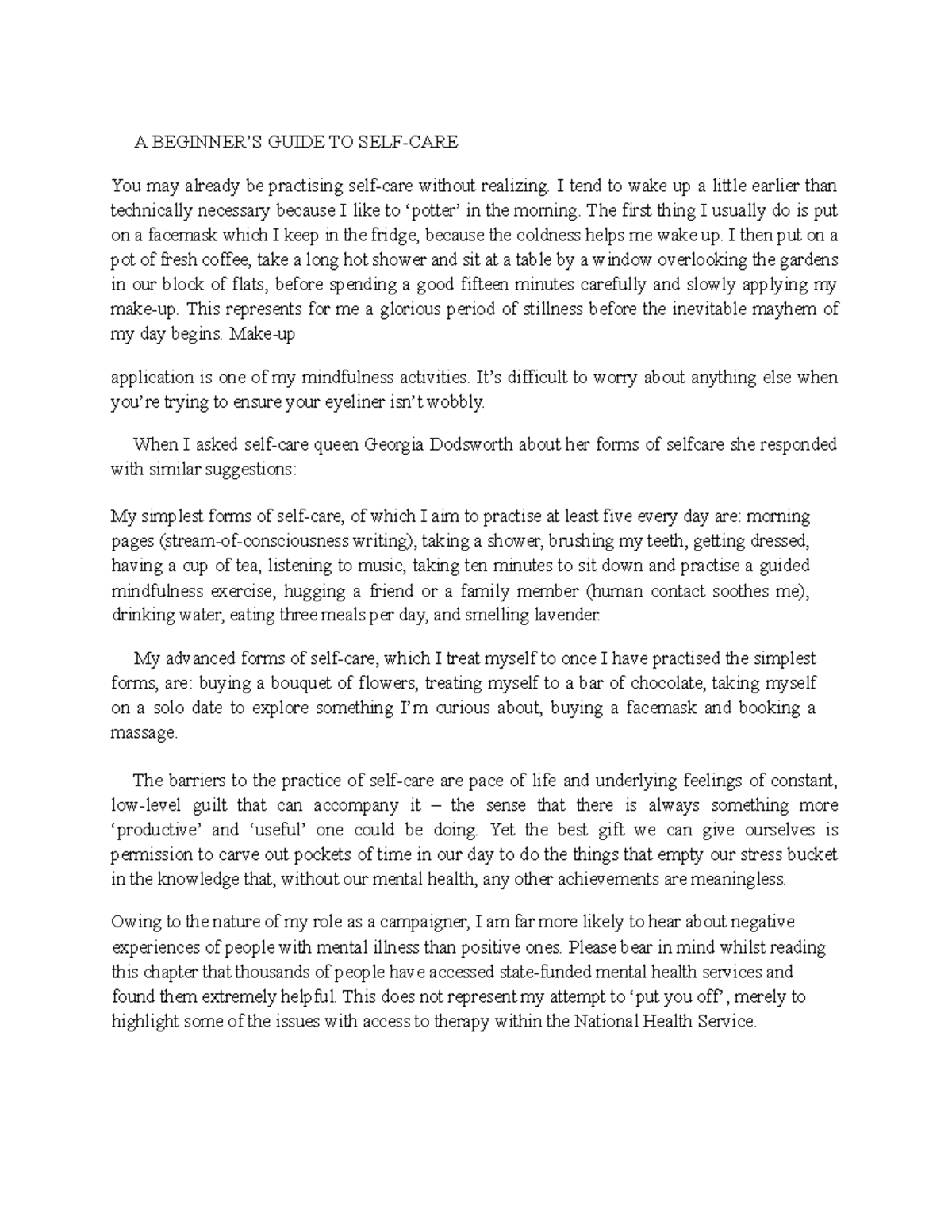 Guide TO SELF-CARE - You may already be practising self-care without ...