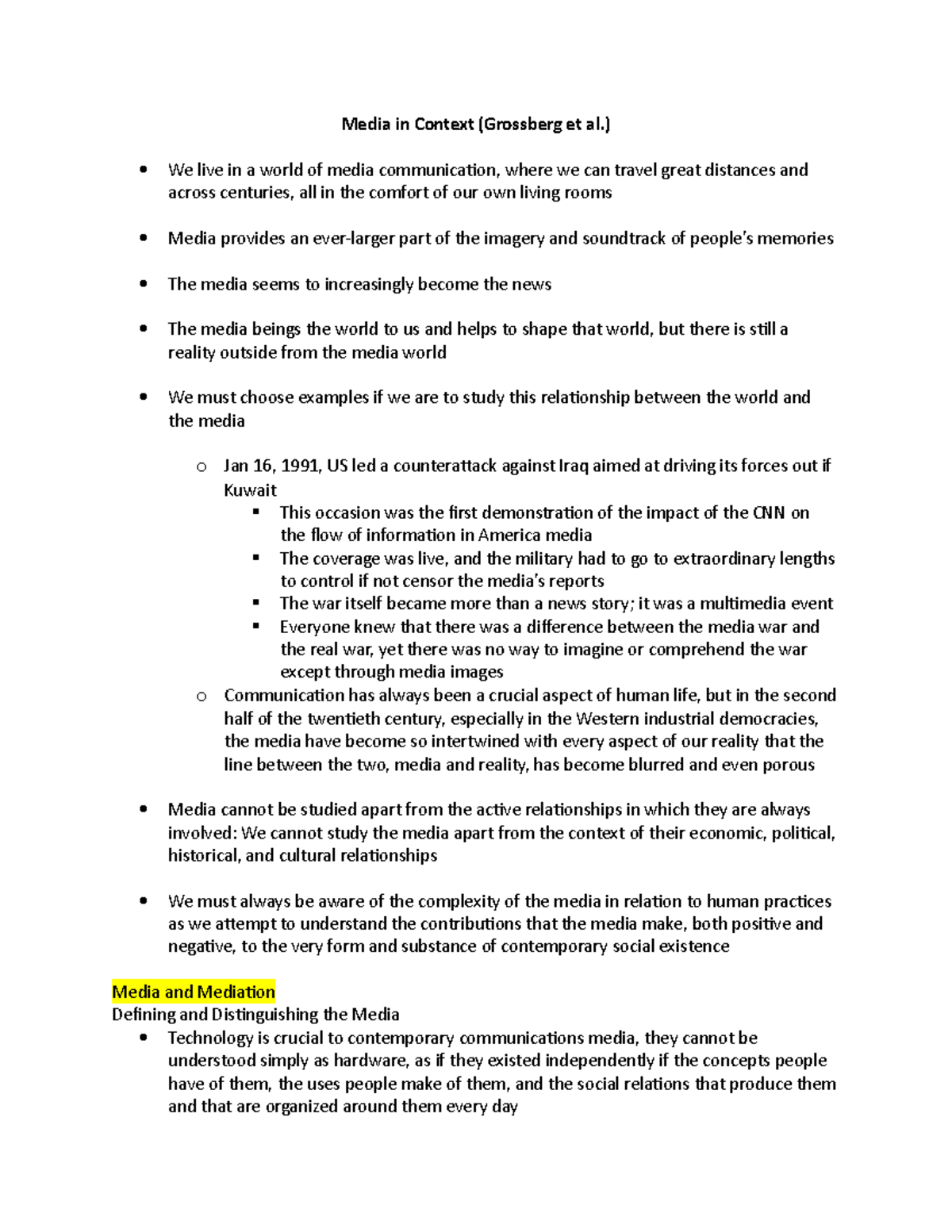 Media in Context Key Points - Media in Context (Grossberg et al.) We ...
