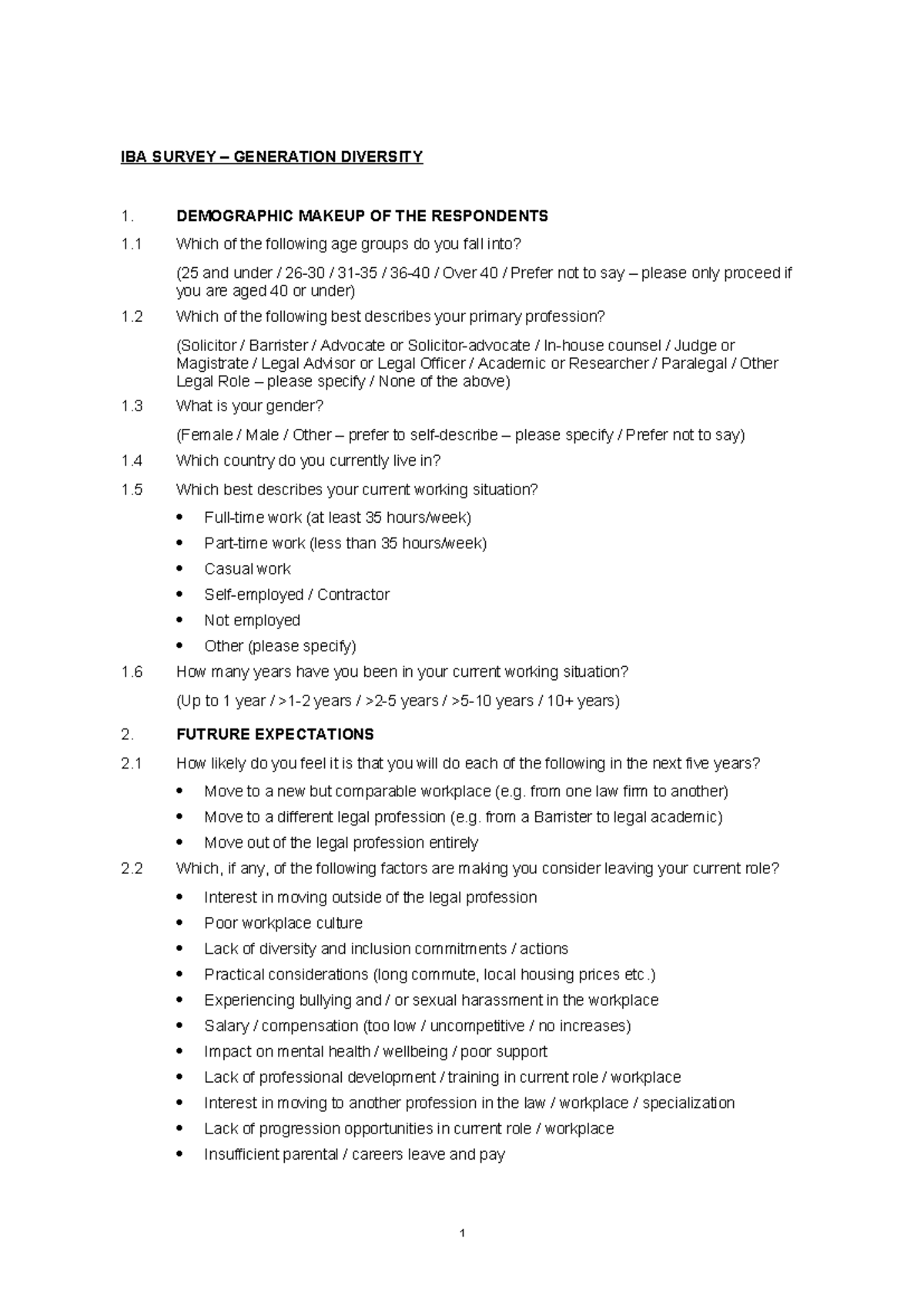 IBA Survey – Generation Diversity - IBA SURVEY – GENERATION DIVERSITY 1 ...