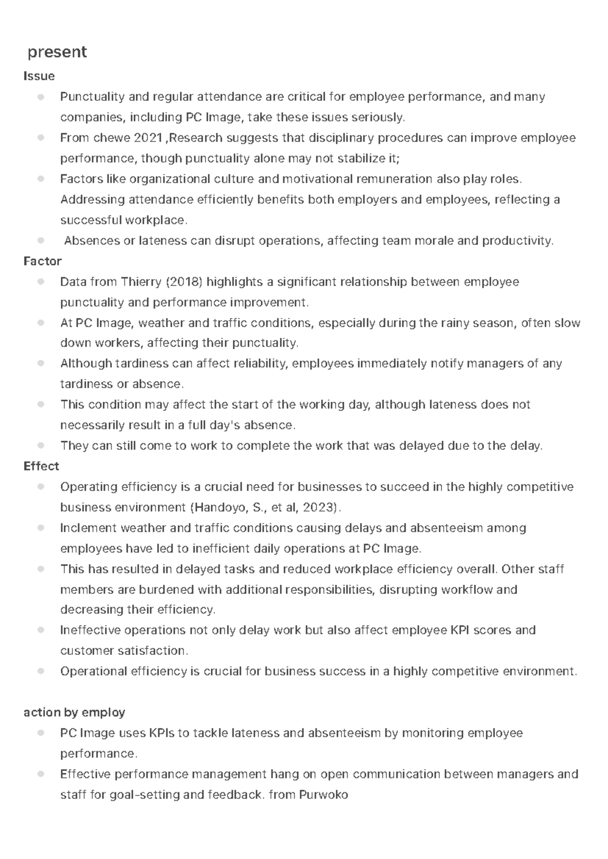 ISSUES AND PROBLEM - present Issue Punctuality and regular - Studocu