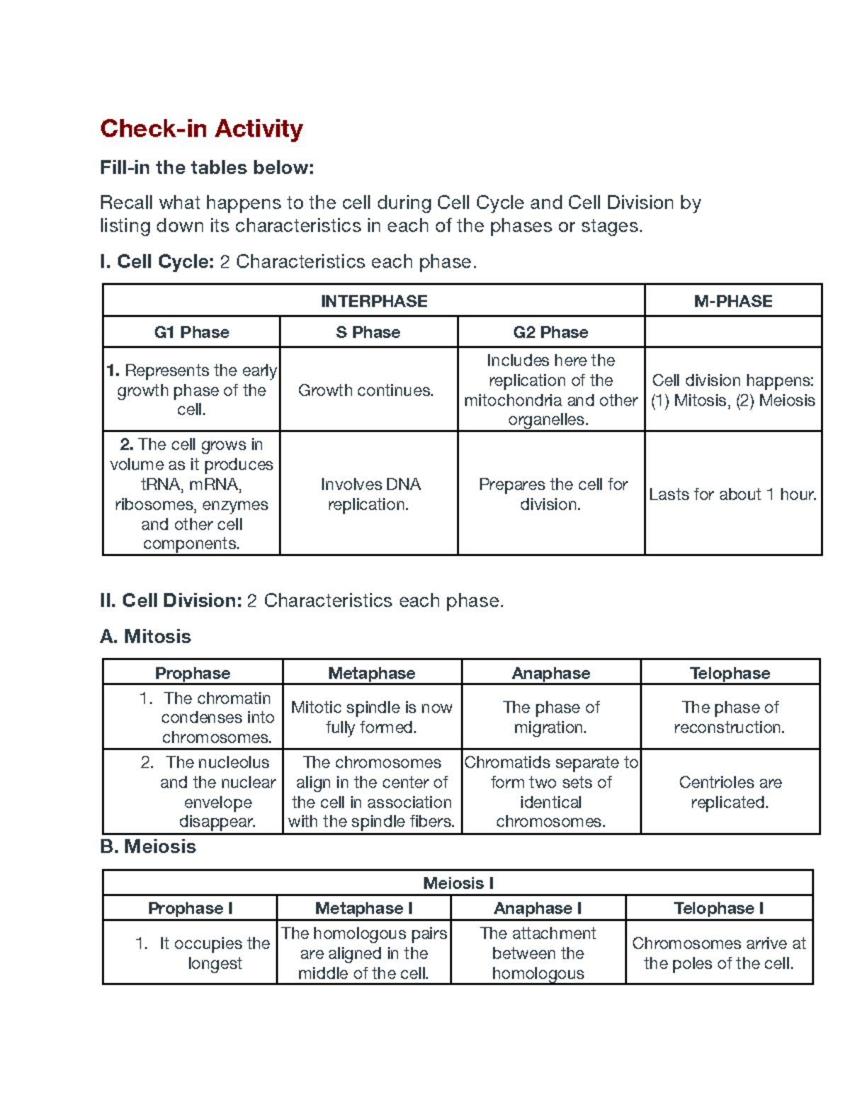 Check-in Activity - Lecture notes 3 - Check-in Activity Fill-in the ...