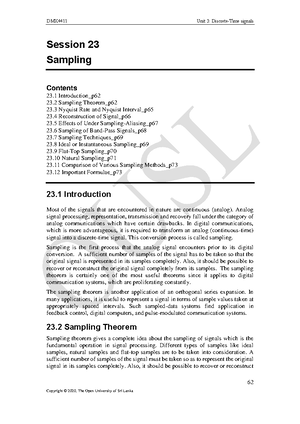 Session 27 - The z-transform - DMX4411 Unit 3: Discrete-time signals The z-transform 27 ...