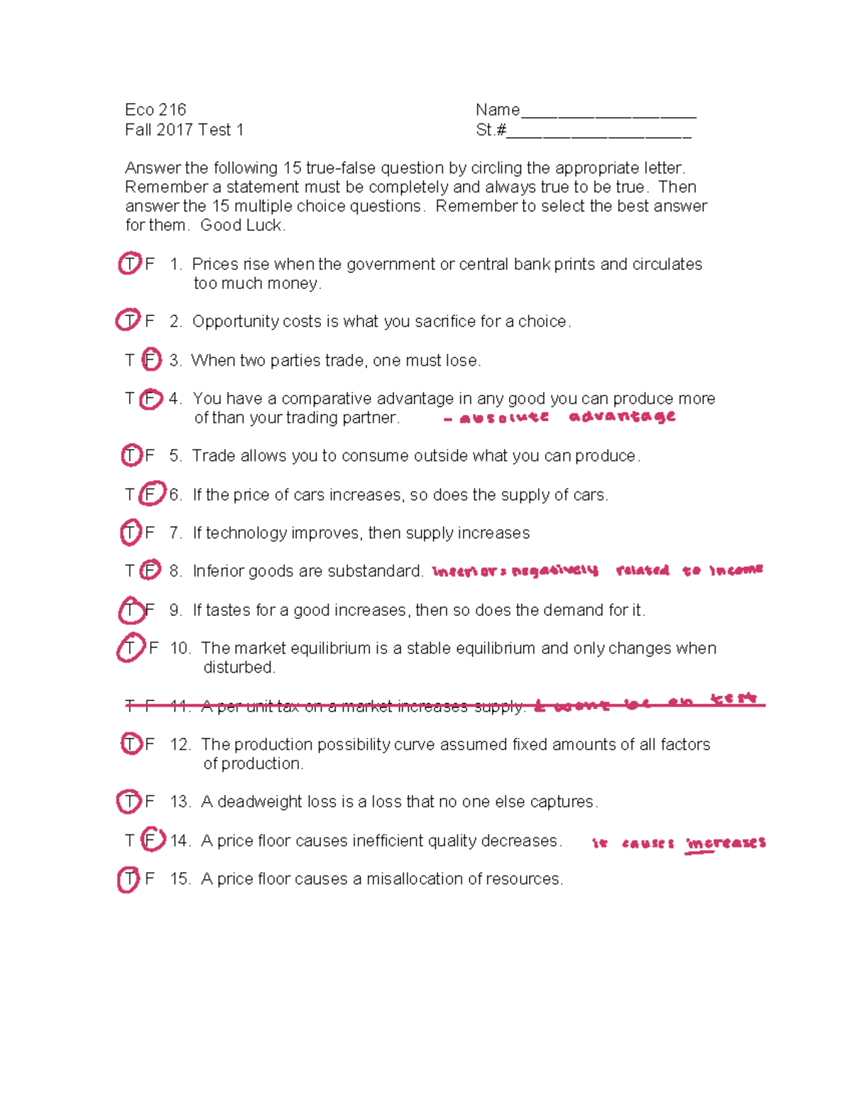 Test 1 Fall 2017 *annotated* - Eco 216 Name___________________ Fall ...