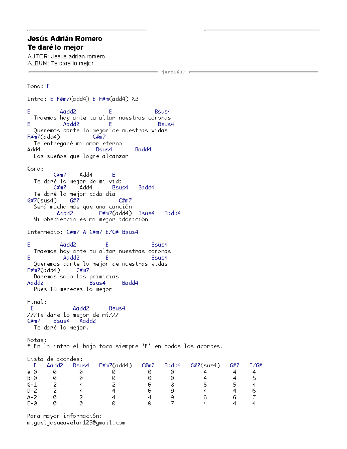 Te daré lo mejor - Escrito libre - Jesús Adrián Romero Te daré lo mejor ...