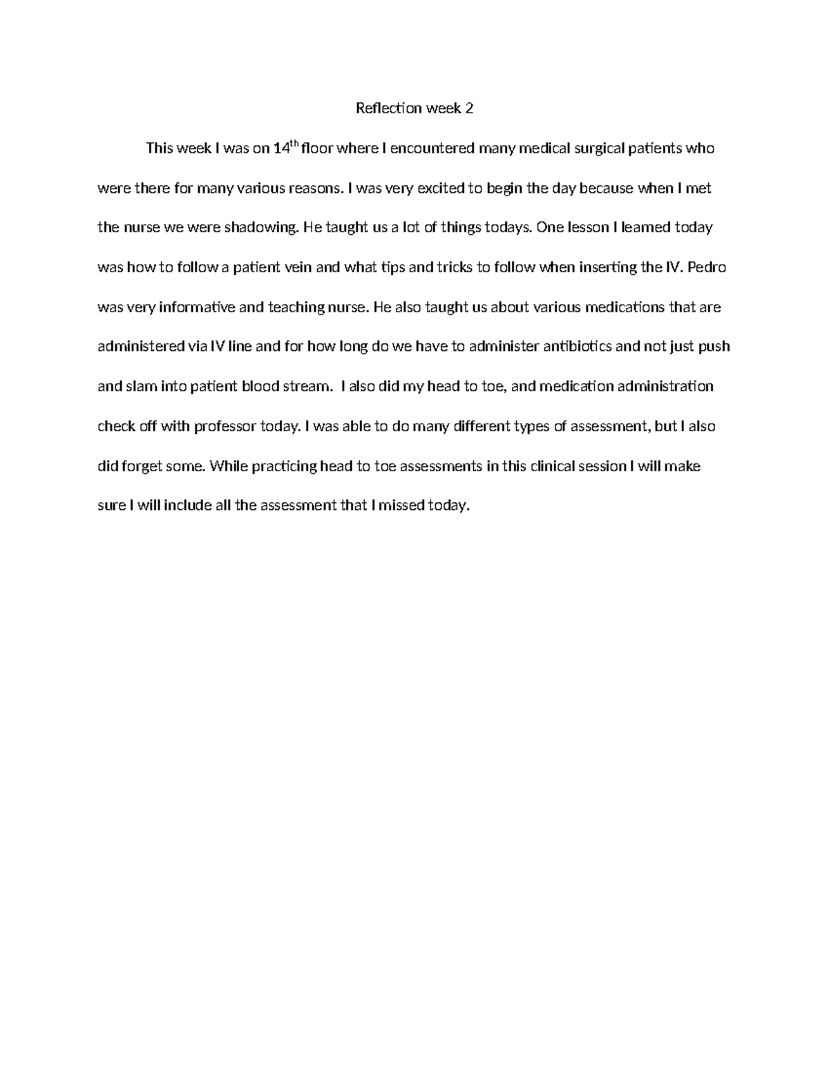 Reflection week2 - Summary Adult Health II - Reflection week 2 This ...