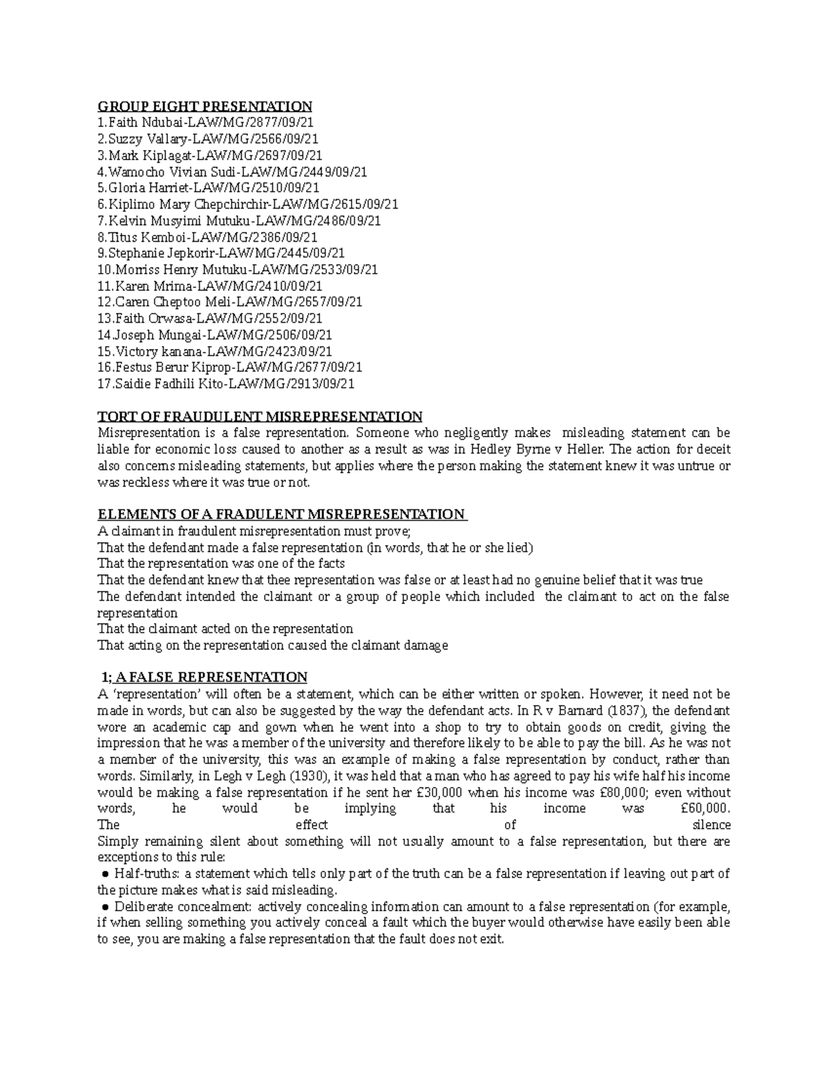 CAT 1 Group 8 - fine text - GROUP EIGHT PRESENTATION 1 Ndubai-LAW/MG ...