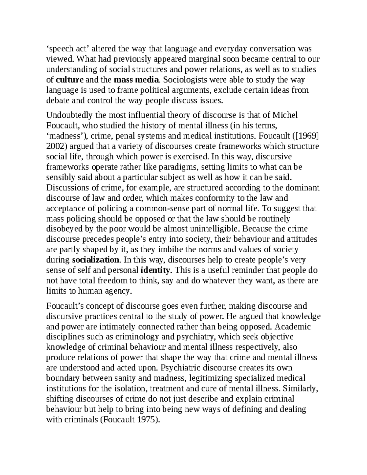 Essential Concepts in Sociology Chapter 2 - ‘speech act’ altered the ...