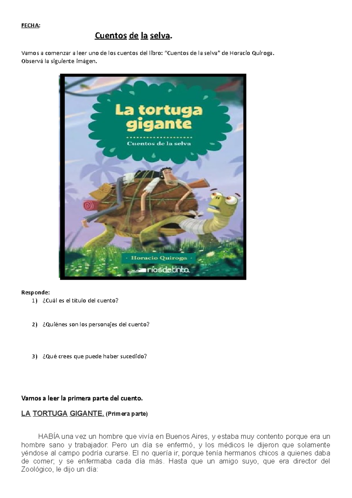 Cuentos de la selva - Lectura comprensiva, compartida e individual del ...