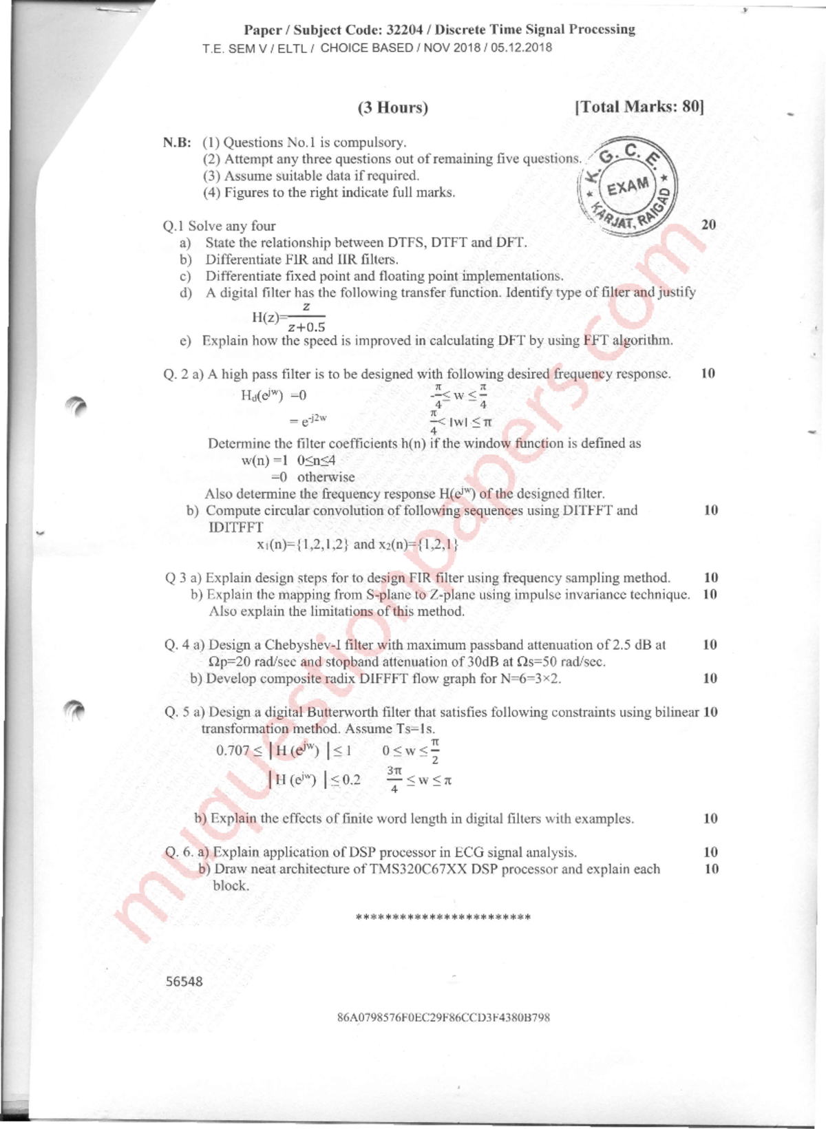 TE-EXTC SEM5 DTSP- Cbcgs DEC18 - IT engineering - Studocu