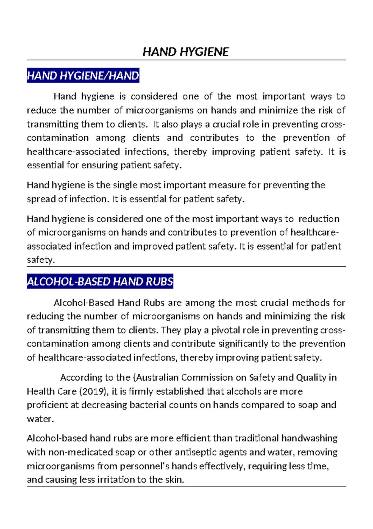 HAND Hygiene-ACHL RUB AND Vital Signs - HAND HYGIENE HAND HYGIENE/HAND ...