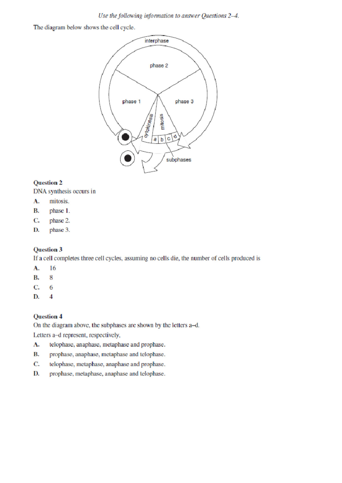 Cell cycle practice questions - Studocu
