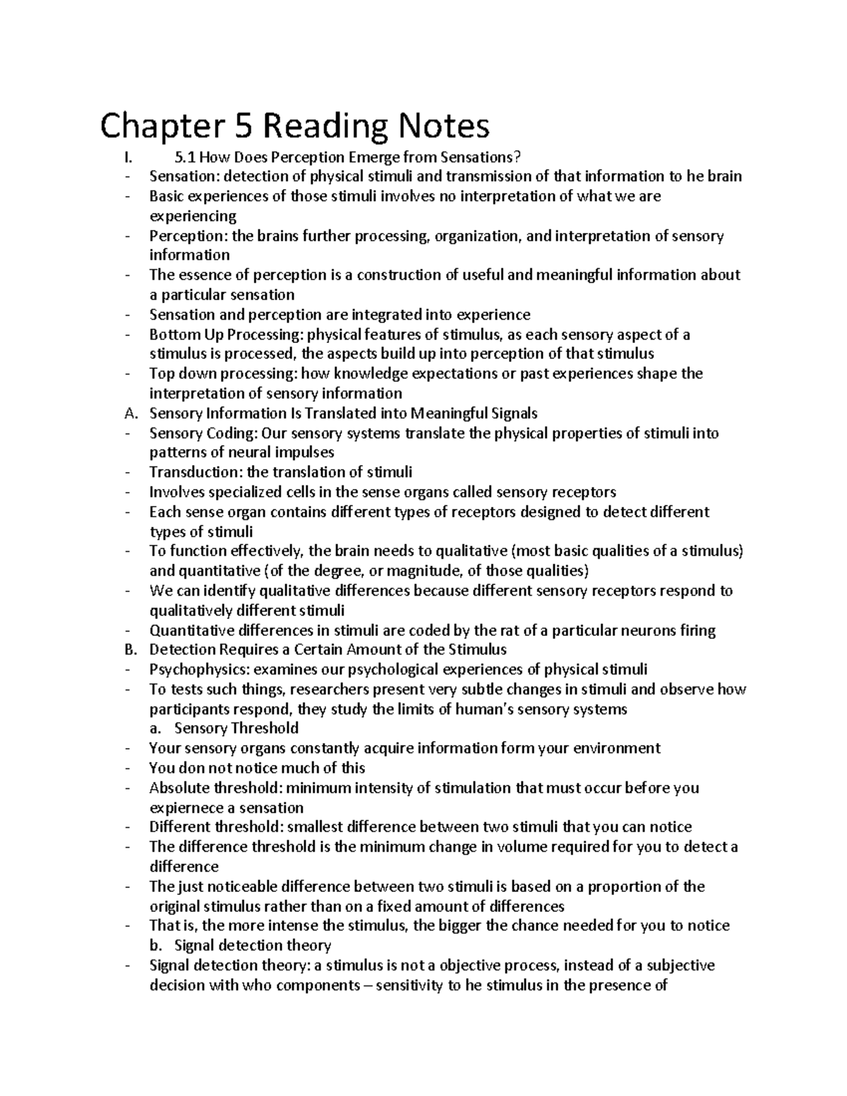 Chapter 5 Reading Notes - Chapter 5 Reading Notes I. 5 How Does ...