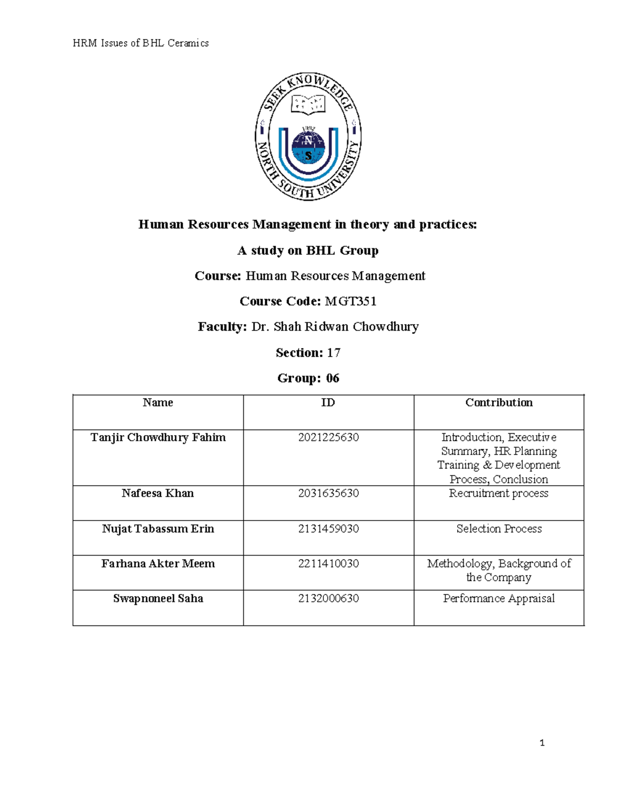 BHL-Group-Report - .... - Human Resources Management in theory and ...