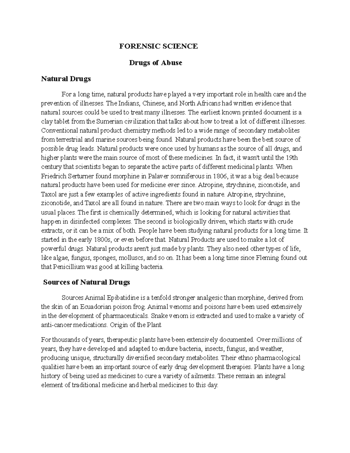 Forensic Science Drugs of Abuse - FORENSIC SCIENCE Drugs of Abuse ...