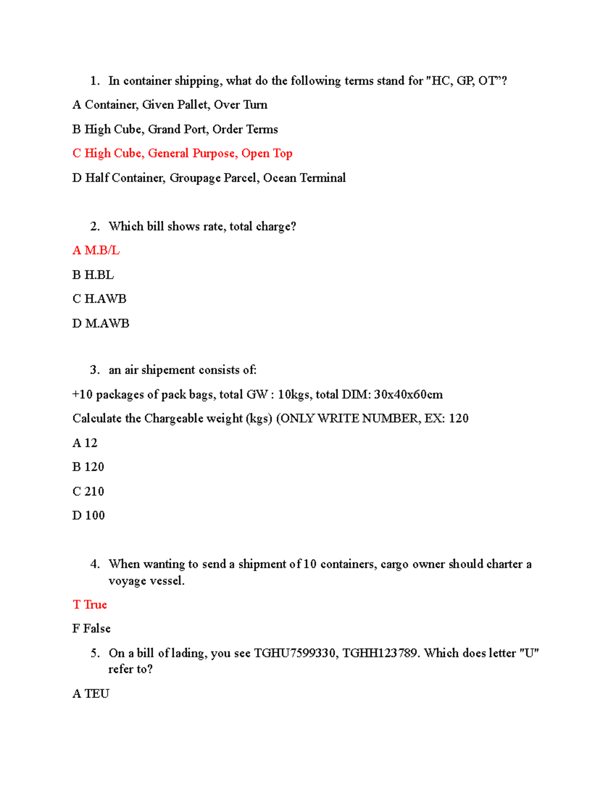 In container shipping - adasda - In container shipping, what do the following terms stand for ...