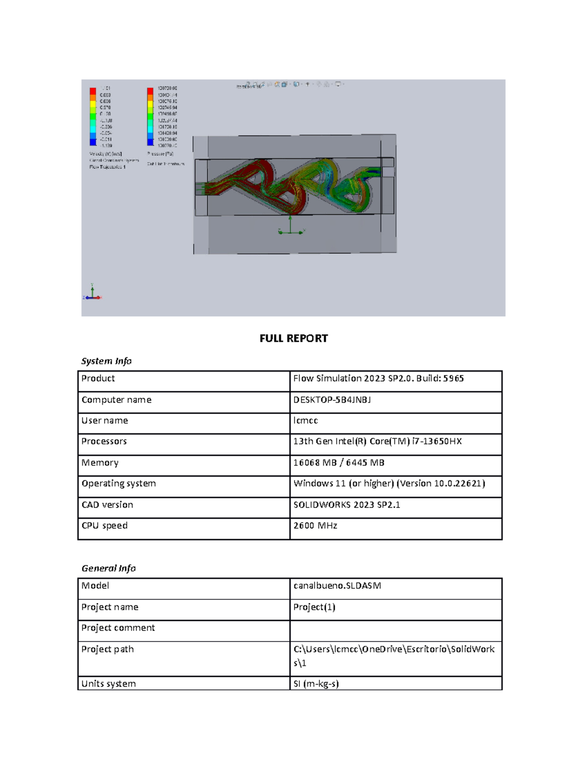 FULL Report - SOLIDWORKS - FULL REPORT System Info Product Flow ...