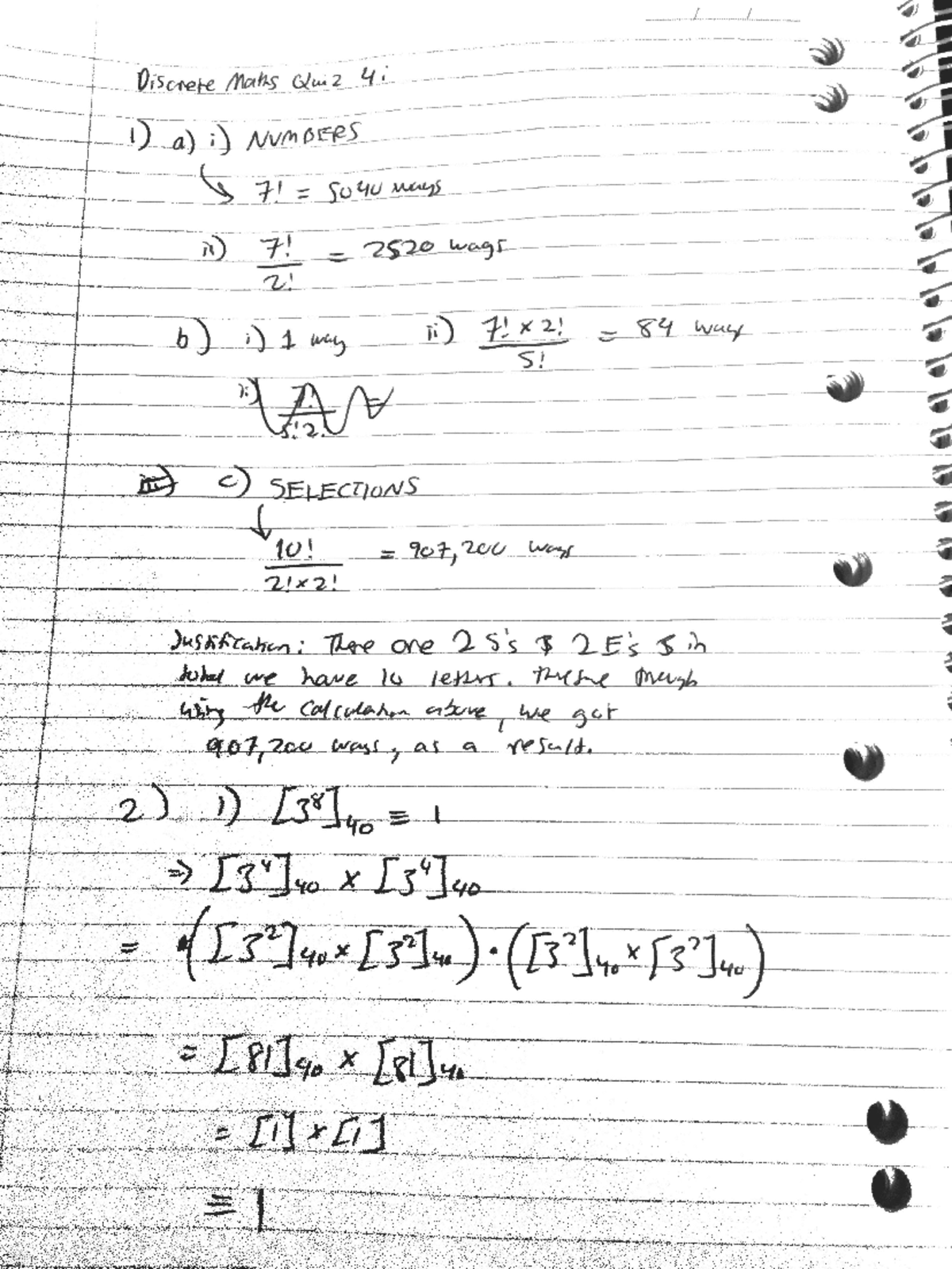 Quiz 4 PDF Solutions - Work - 37181 - Discrete Maths Qui 4. 1) a) i ...