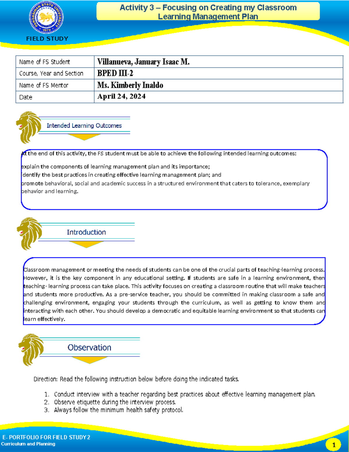 Villanueva, January Isaac FS2-Act3 - At the end of this activity, the ...