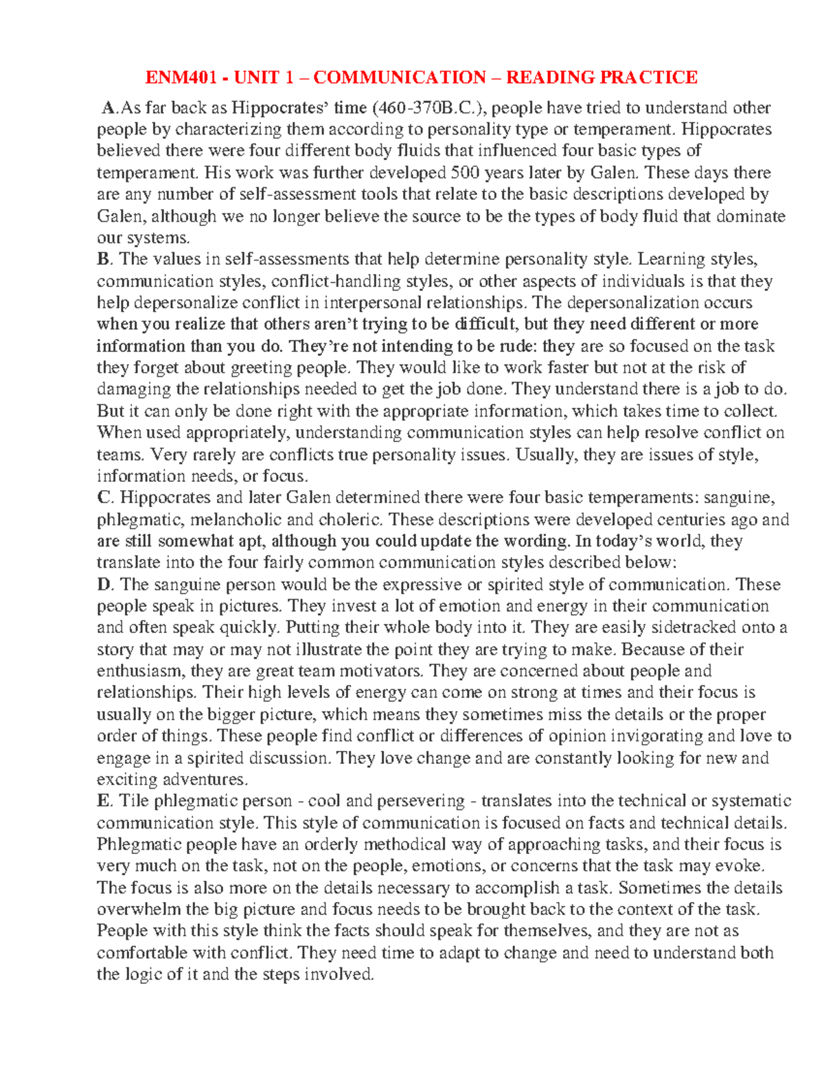 11-2 Reading-Unit1 nộp cho cô - ENM401 - UNIT 1 – COMMUNICATION – READING PRACTICE A far back as ...