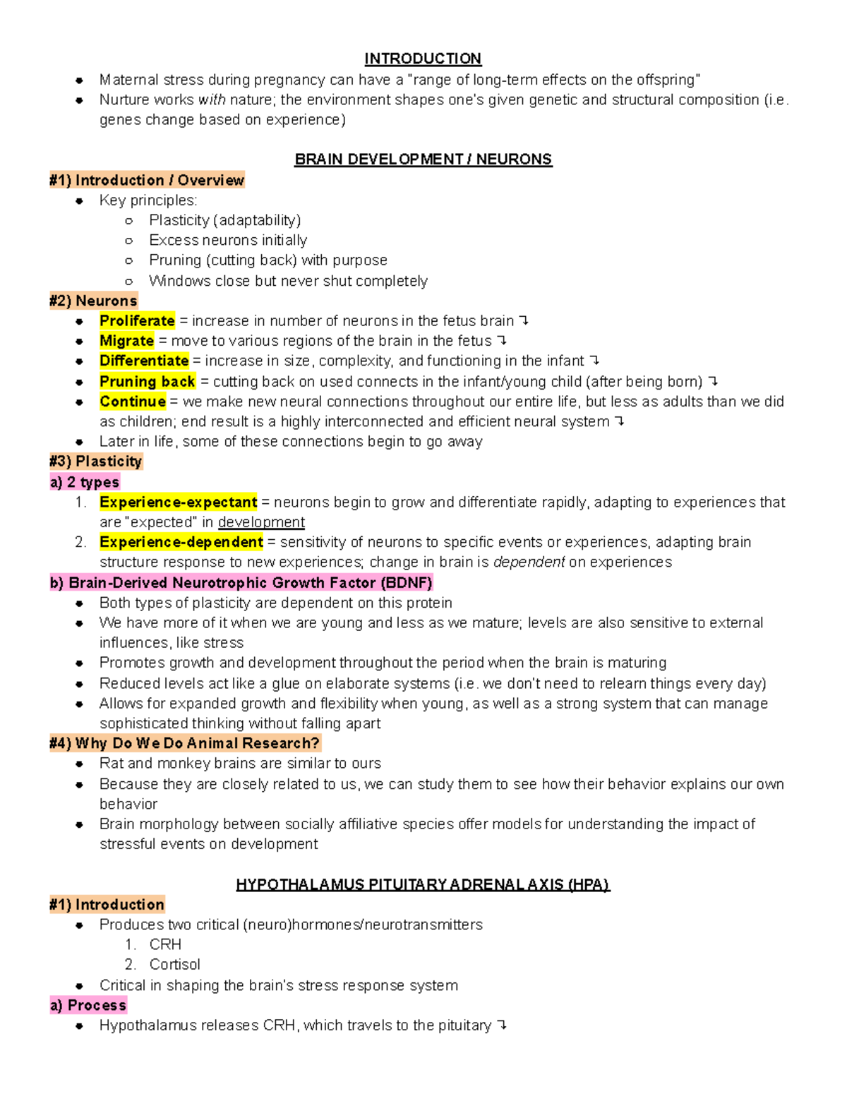 2/22/22 In-Class Notes - INTRODUCTION Maternal stress during pregnancy ...