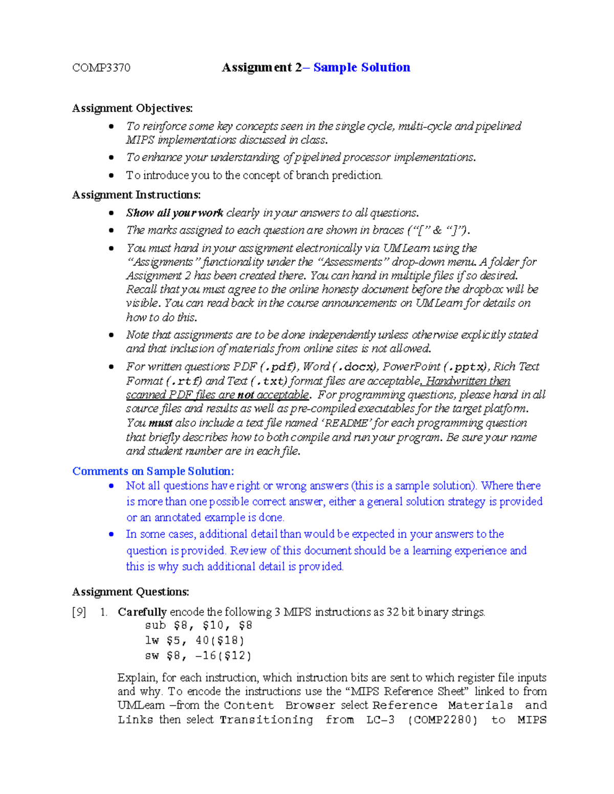 3370A2-Oct2019 final Sample Soln Revised - comp3370 - Warning: TT: invalid function id: 11 - Studocu