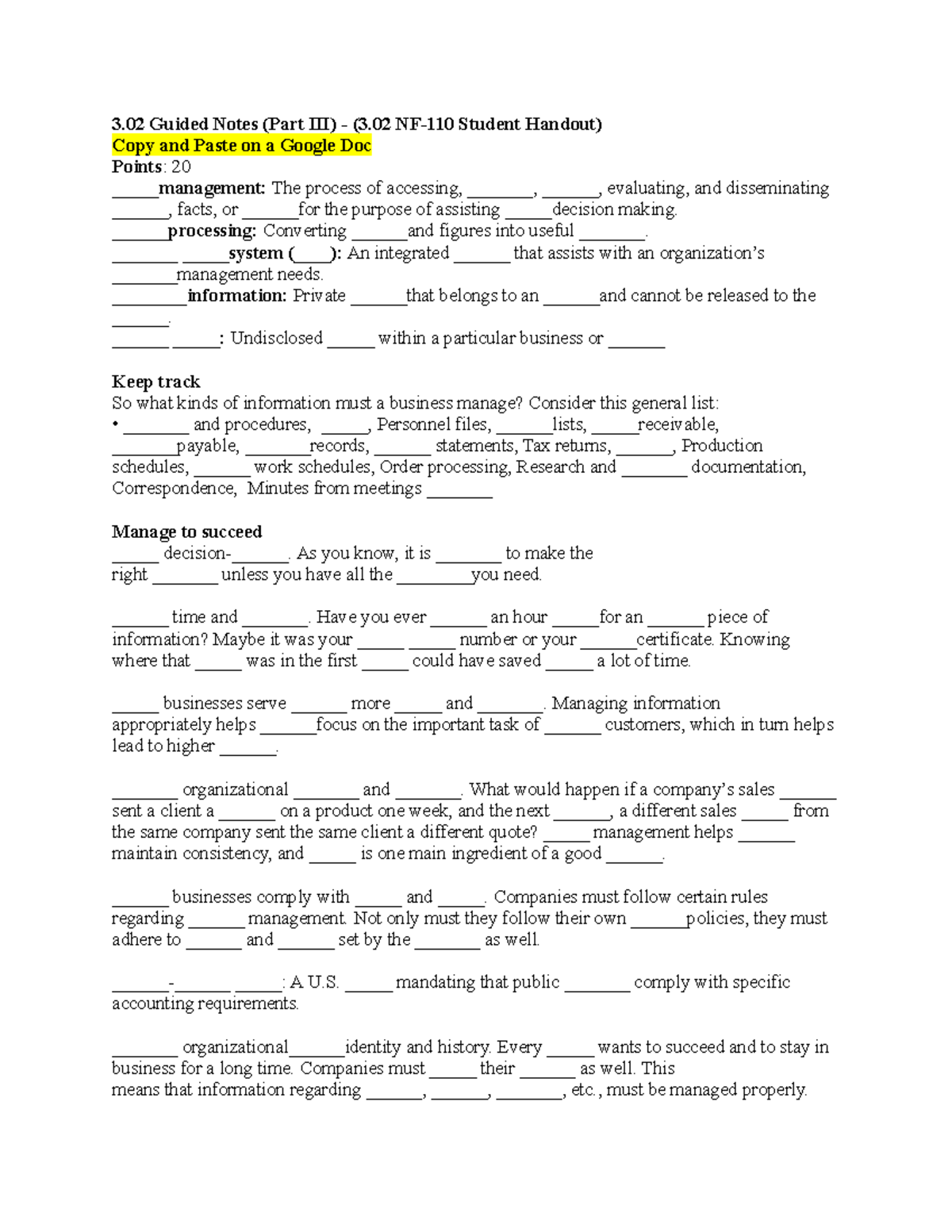 3.02 Guided Notes (Part III) - ______processing: Converting ______and ...