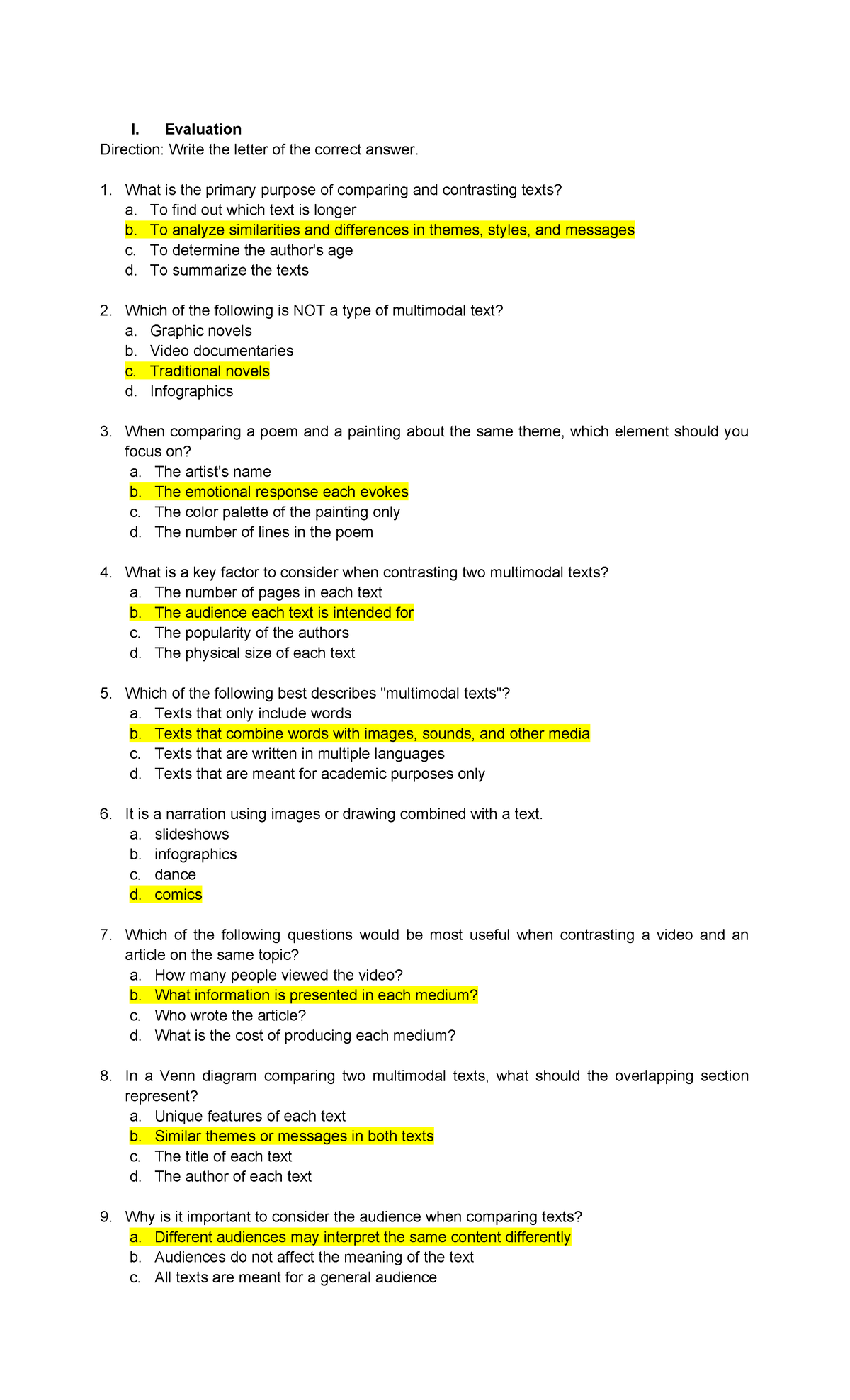 DLPQ2M3 Eval - dlp - I. Evaluation Direction: Write the letter of the correct answer. What is ...
