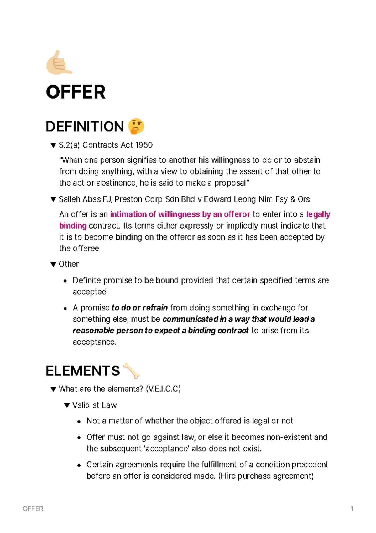 Offer - Self-made note, may have errors. - OFFEż Ԇ T OFFER DEFINITION ...