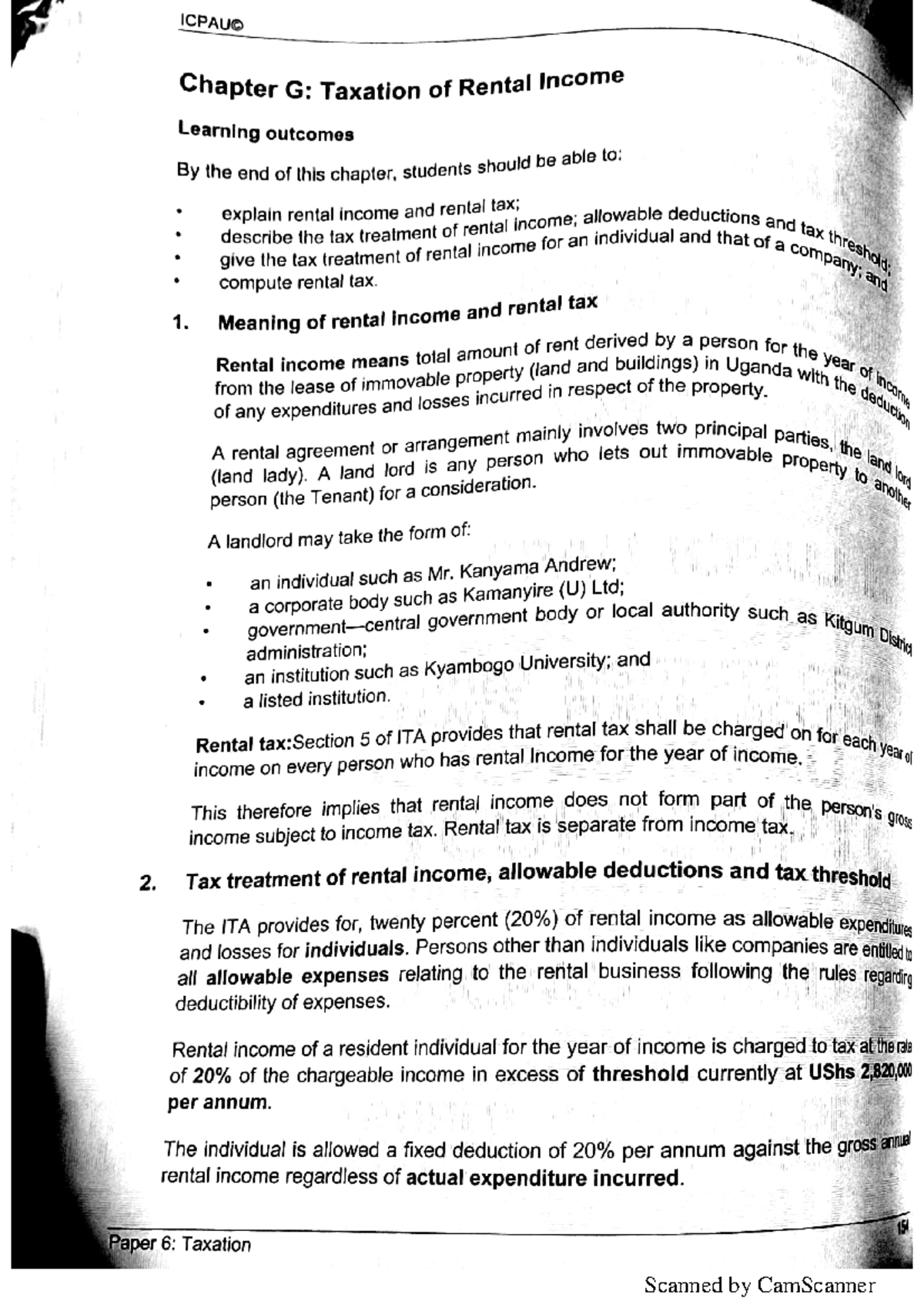 Rental Income Notes - Accounting and finance - Studocu